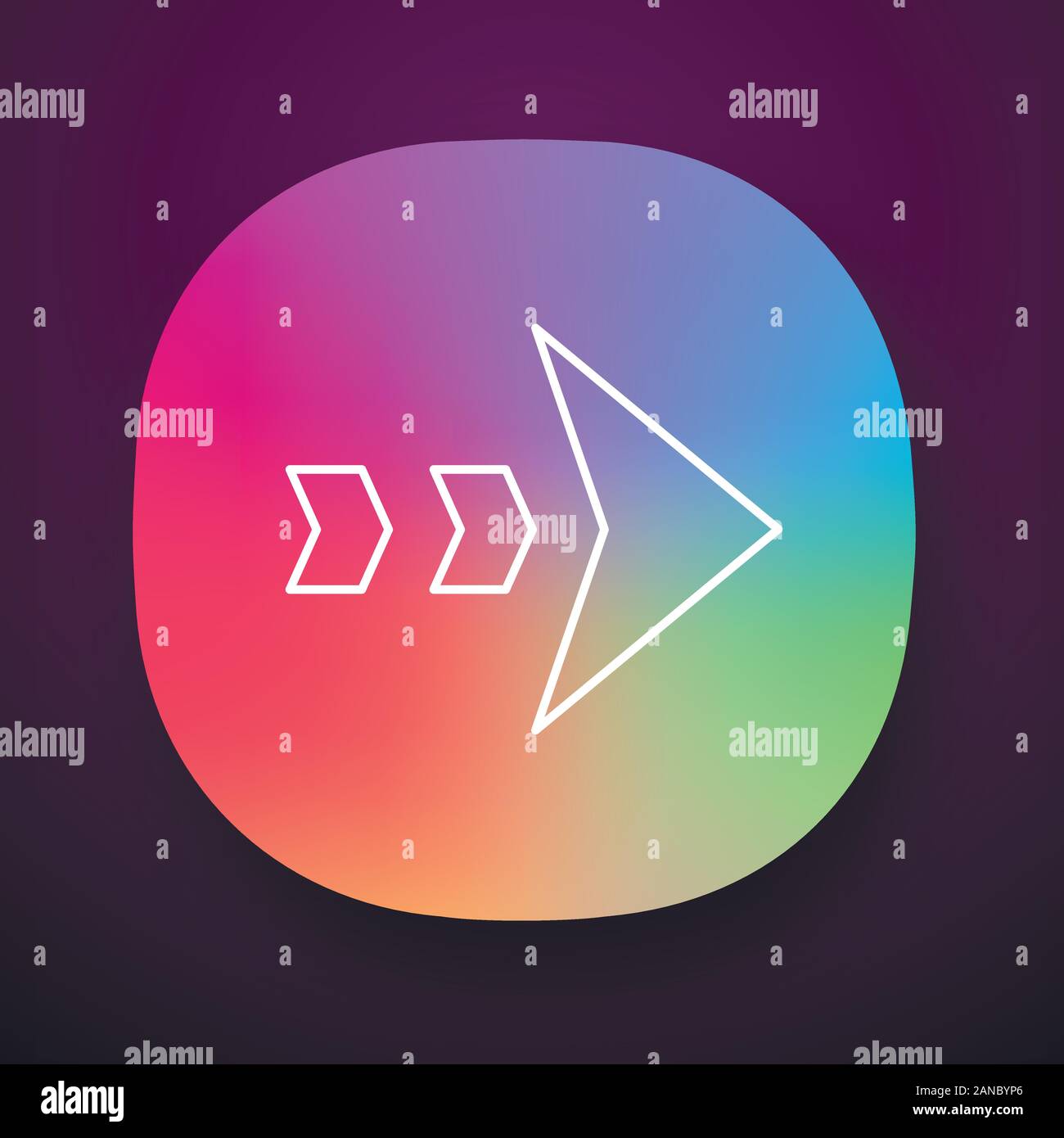 Dashed arrow app icon. Arrowhead showing right shift and direction. Rightward arrow. Indicator ...