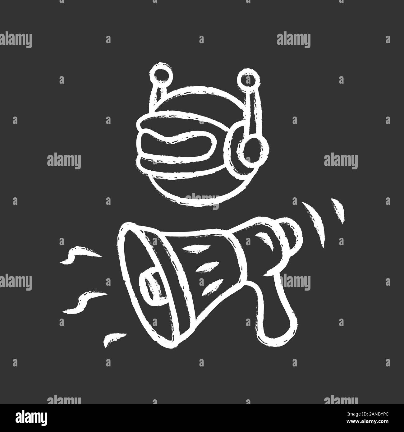 Propaganda bot chalk icon. Spam attack. Marketing campaign. Robot ...