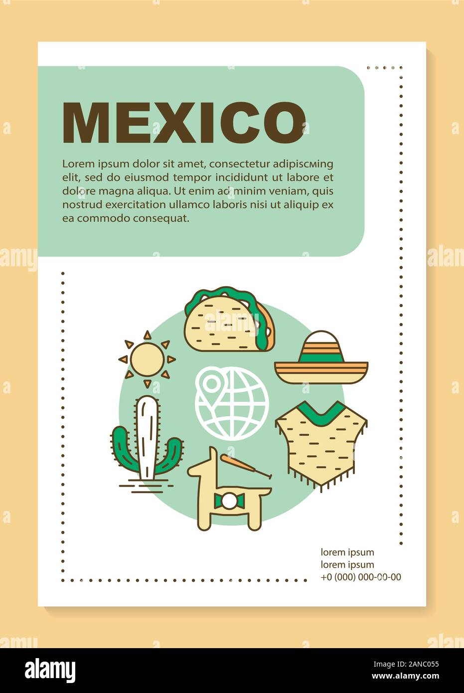Mexico brochure template layout. Mexican culture and nature. Flyer ...