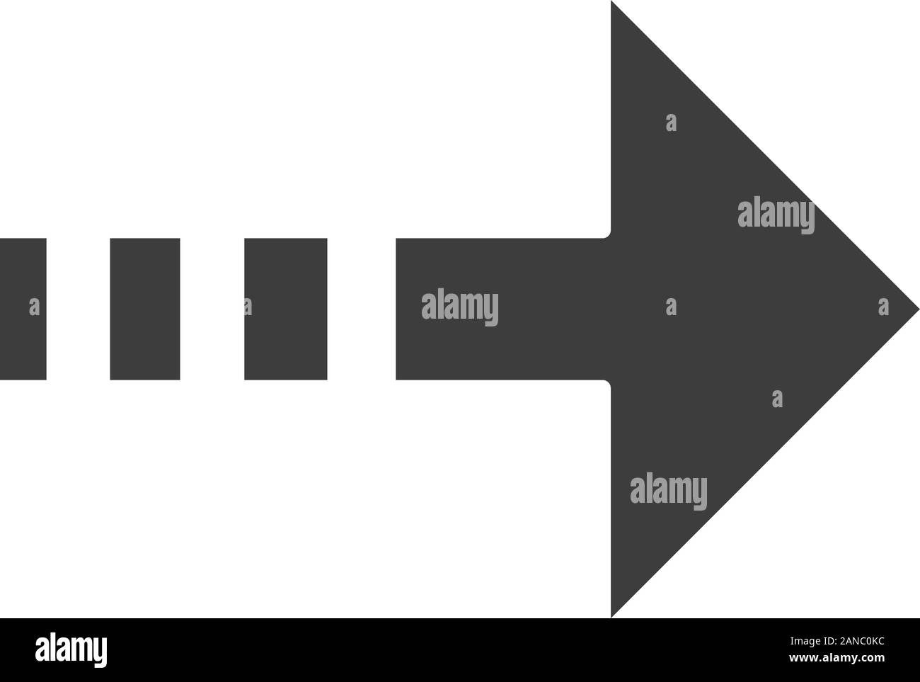 Arrow with dotted line glyph icon. Rightward direction. Arrowhead pointing right. Navigation ...