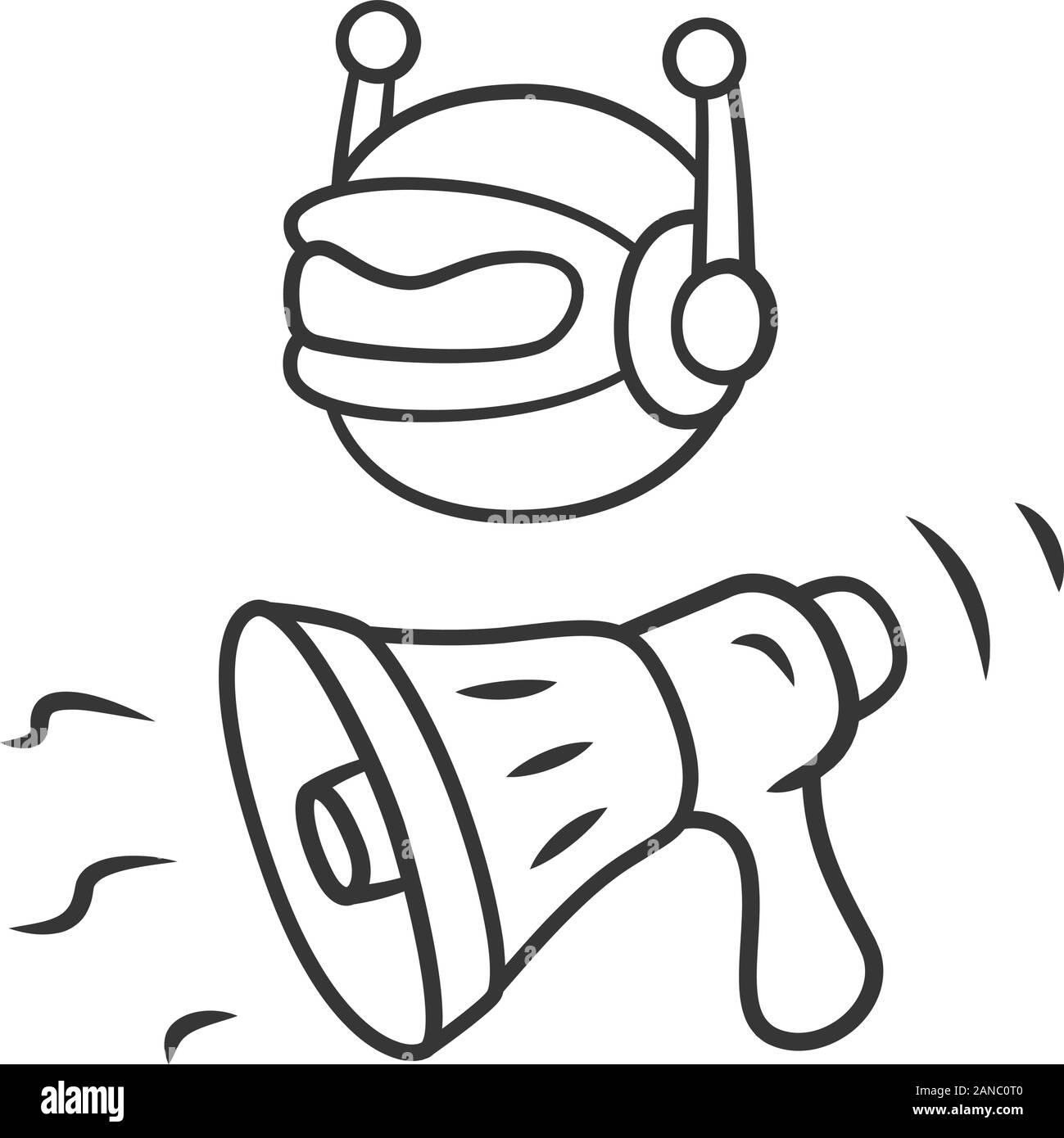 Propaganda bot linear icon. Spam attack. Marketing campaign. Artificial ...