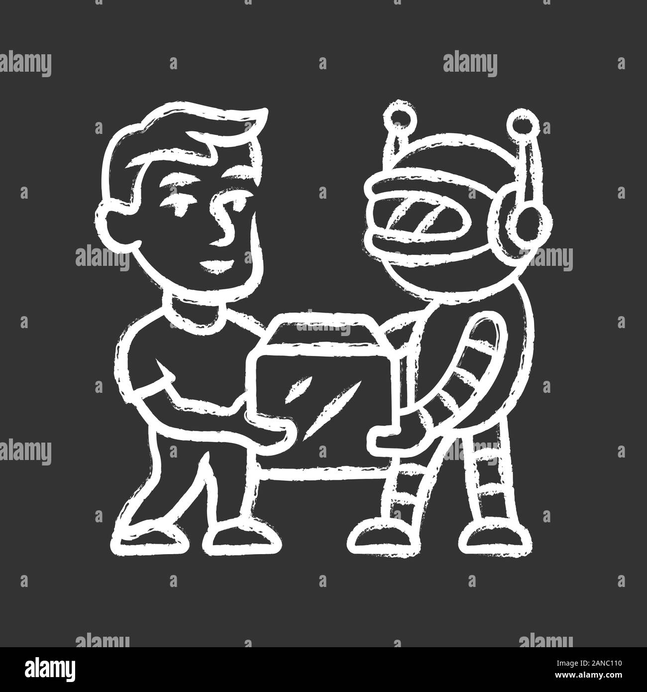 Transactional bot chalk icon. Artificial intelligence. Virtual ...