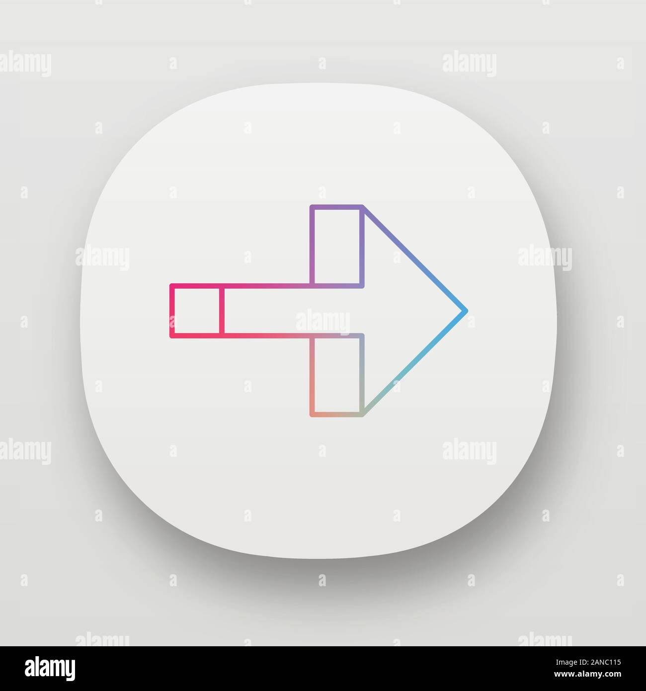 Right arrow app icon. Forward pointer, right turn. Path indicator. Arrow pointing rightward ...