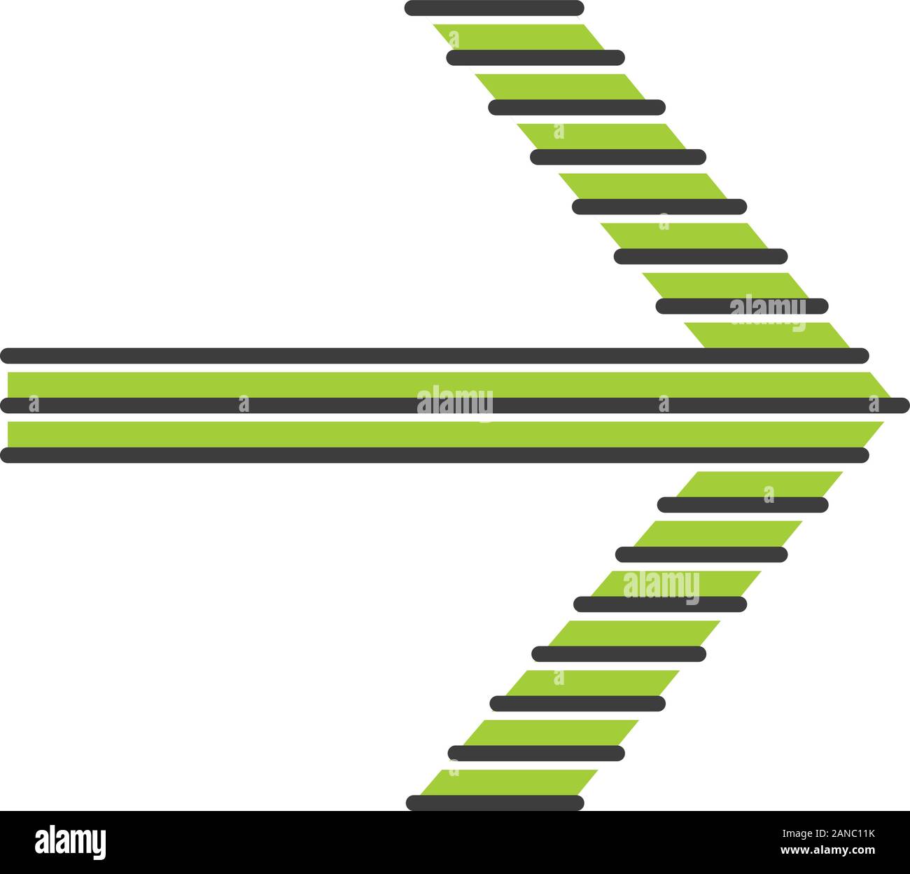 Green striped arrow color icon. Forward indicator, right turn. Pointer ... Green striped arrow color icon. Forward indicator, right turn. Pointer ...