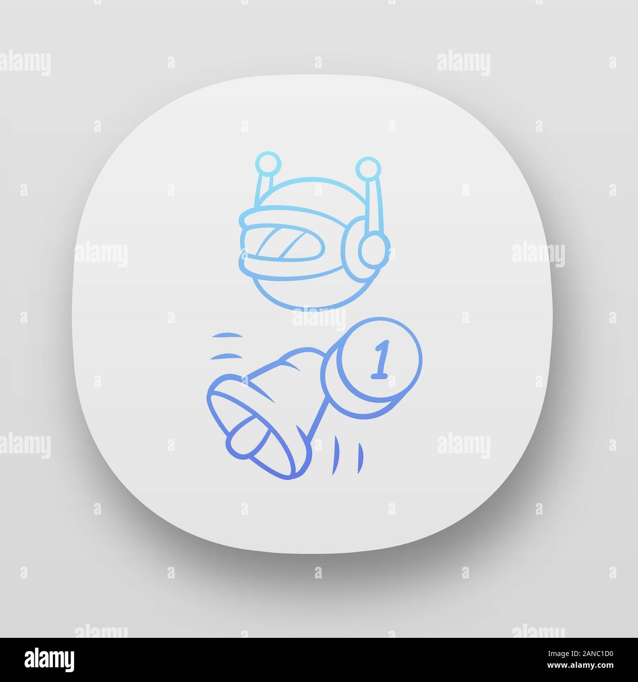 Proactive bot app icon. Sending messages, incoming notifications. Text ...