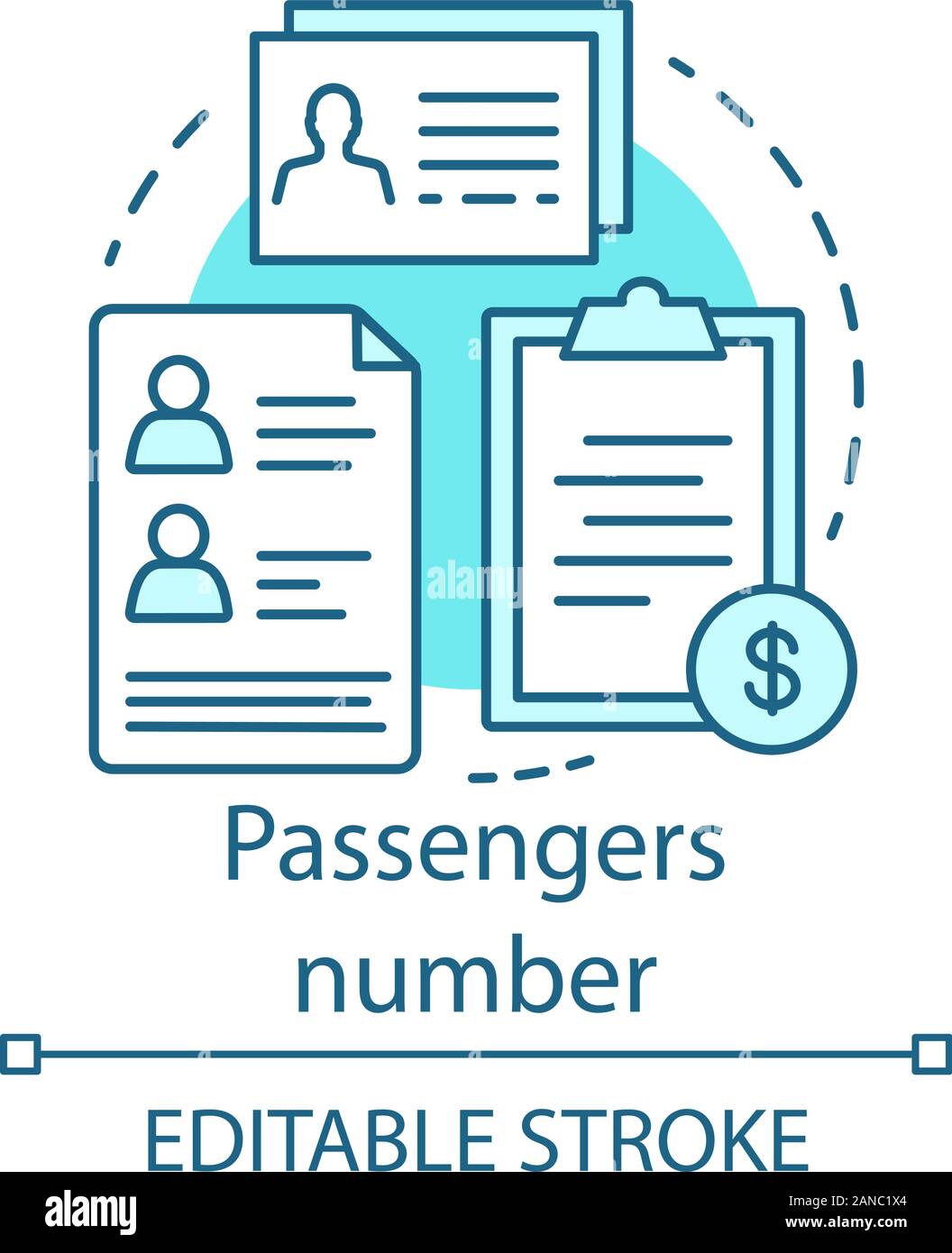 Passenger number concept icon. Reservation system idea thin line ...