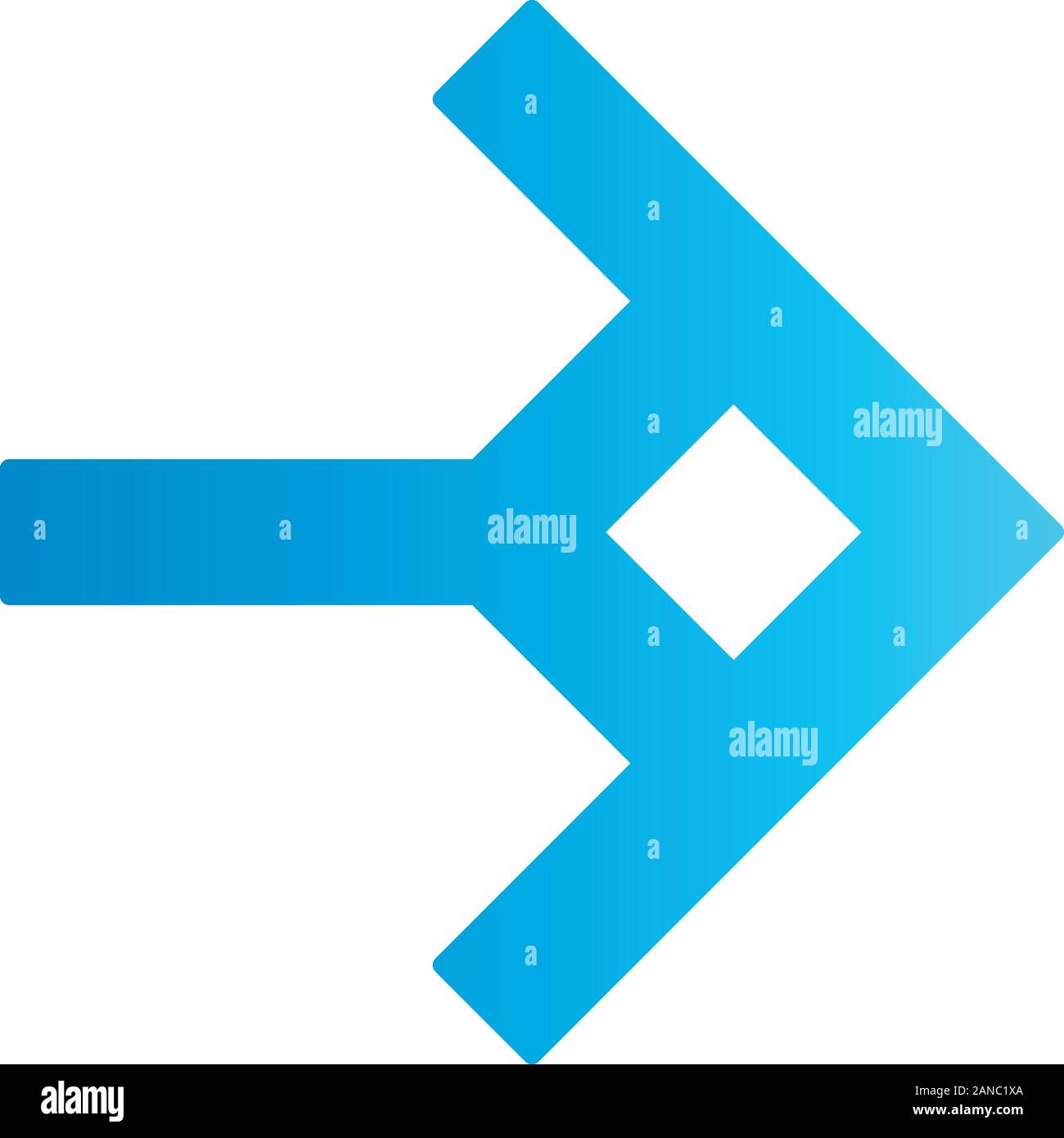 Shaped blue arrow flat design long shadow color icon. Navigation ...