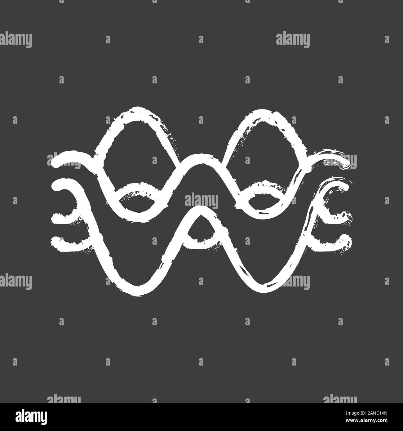 Overlapping waves chalk icon. Abstract energy, synergy flow waveform ...