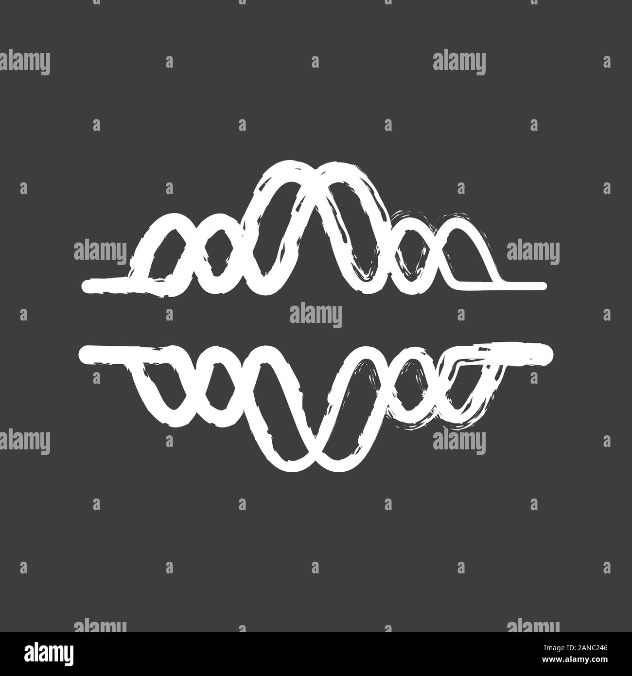 Overlapping waves chalk icon. Voice recording, radio signal. Abstract ...