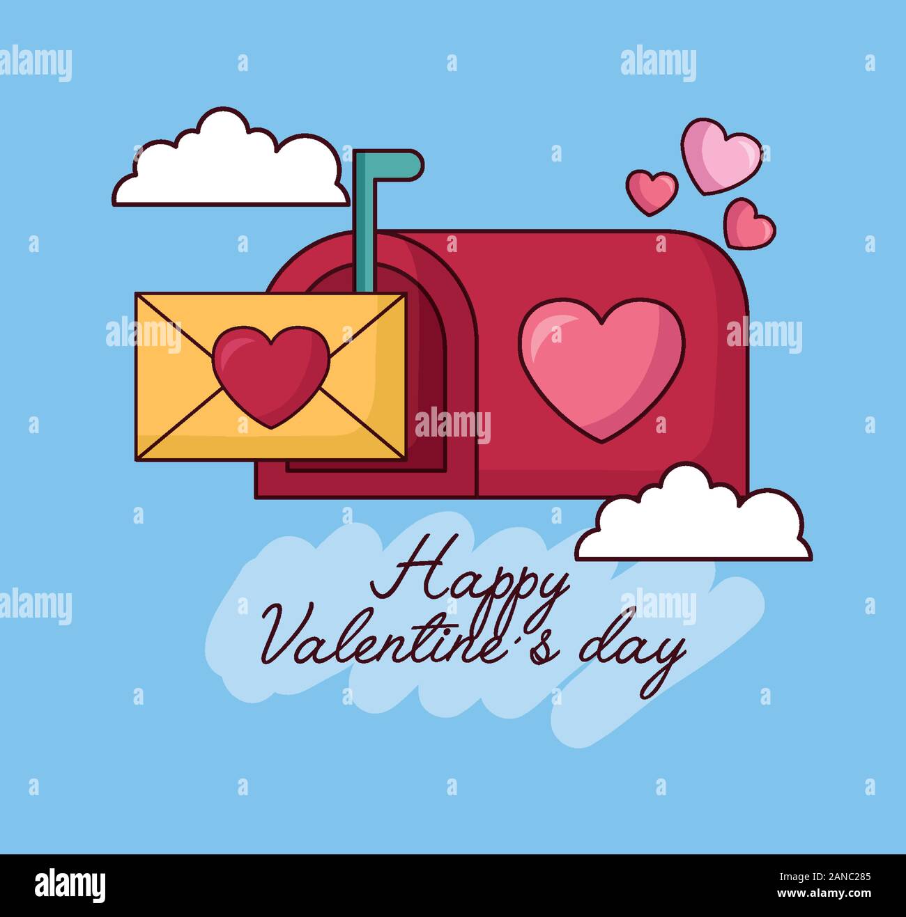 valentines day celebration with envelope in mailbox Stock Vector Image ...