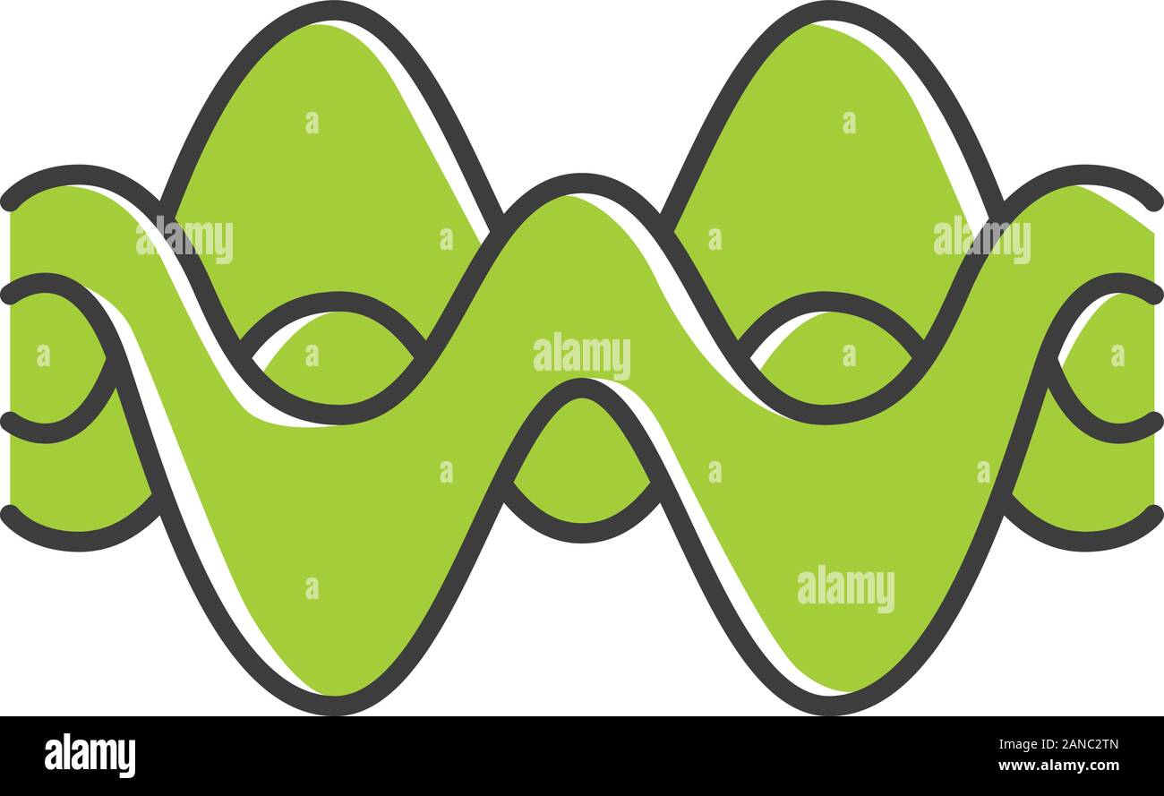 Green overlapping waves color icon. Abstract energy, synergy flow ...
