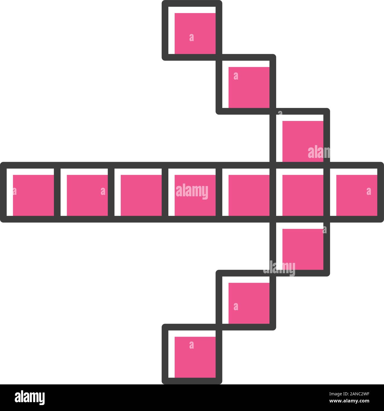 Pixel pink arrow color icon. Forward indicator, right marker ...