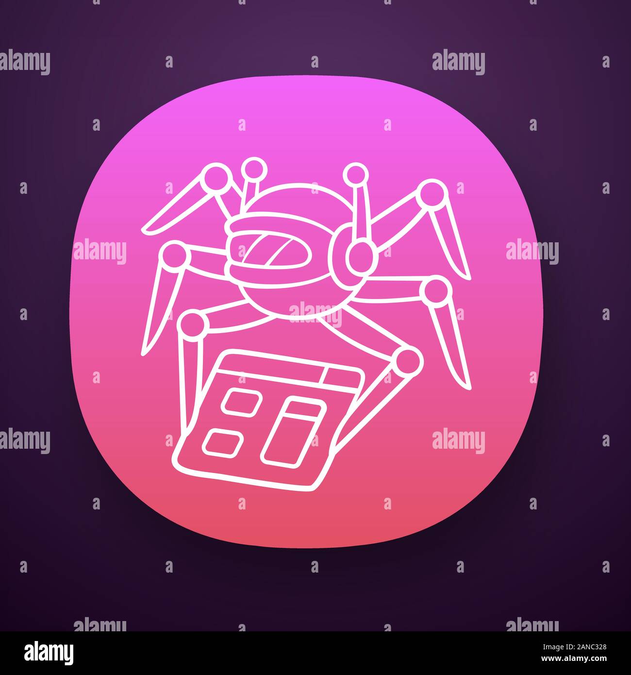 Crawler app icon. Spiderbot. Search engine optimization. Automatic ...