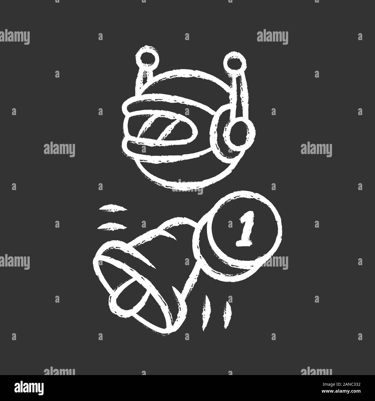 Proactive bot chalk icon. Sending messages, incoming notifications. Text alert. Reminder, alarm ...