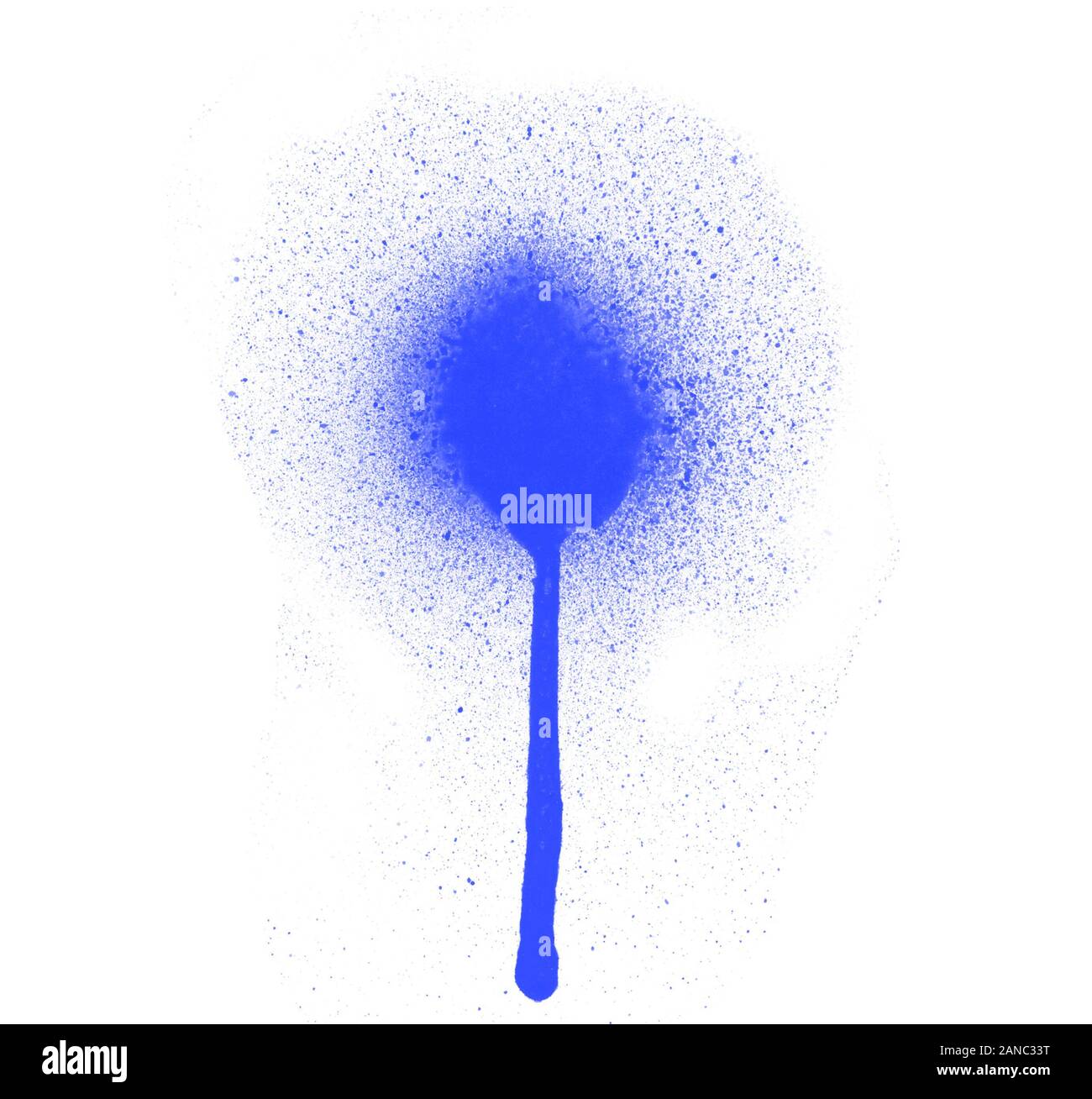 Blue paint stains with drops on white background Stock Photo - Alamy