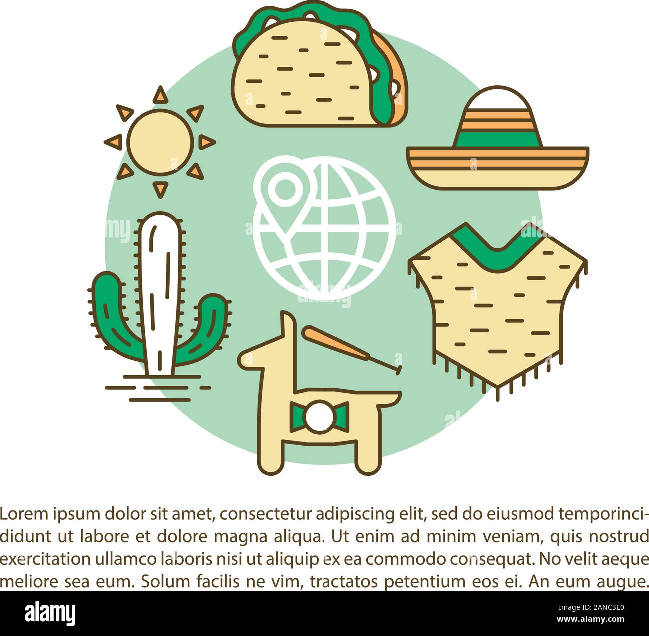 Mexican culture article page vector template. Mexico nature, traditions ...