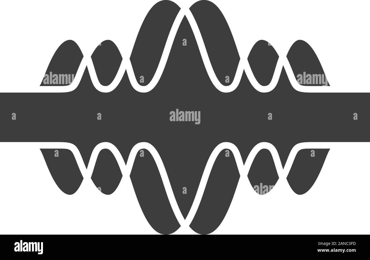 Overlapping waves glyph icon. Silhouette symbol. Voice recording, radio ...