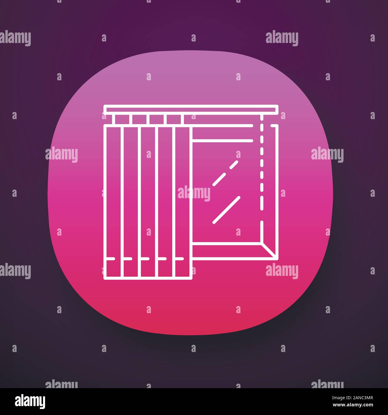 Vertical blinds app icon. House window covering. Home interior design ...