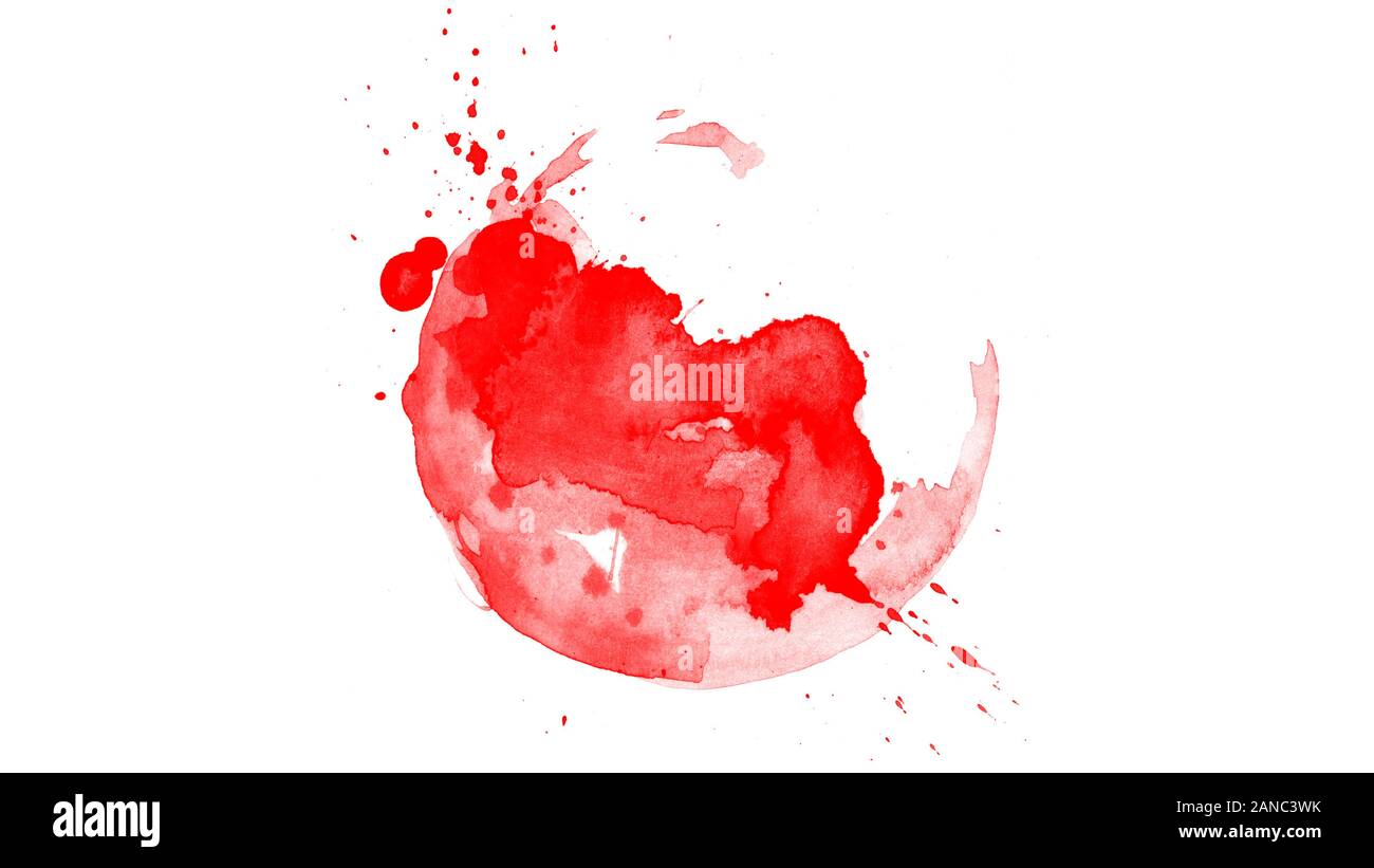 Red circle watercolor splash background. Red isolated brush backdrop ...