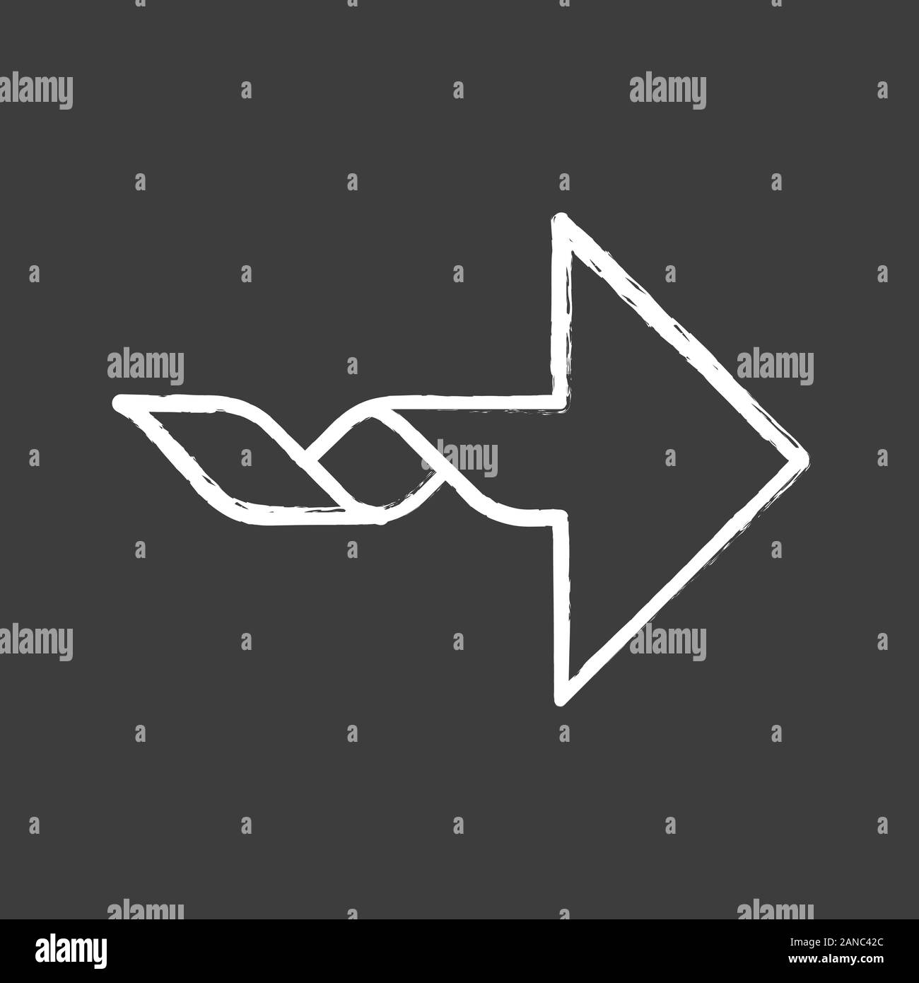 Twisted arrow chalk icon. Navigation pointer sign. Direction move ...
