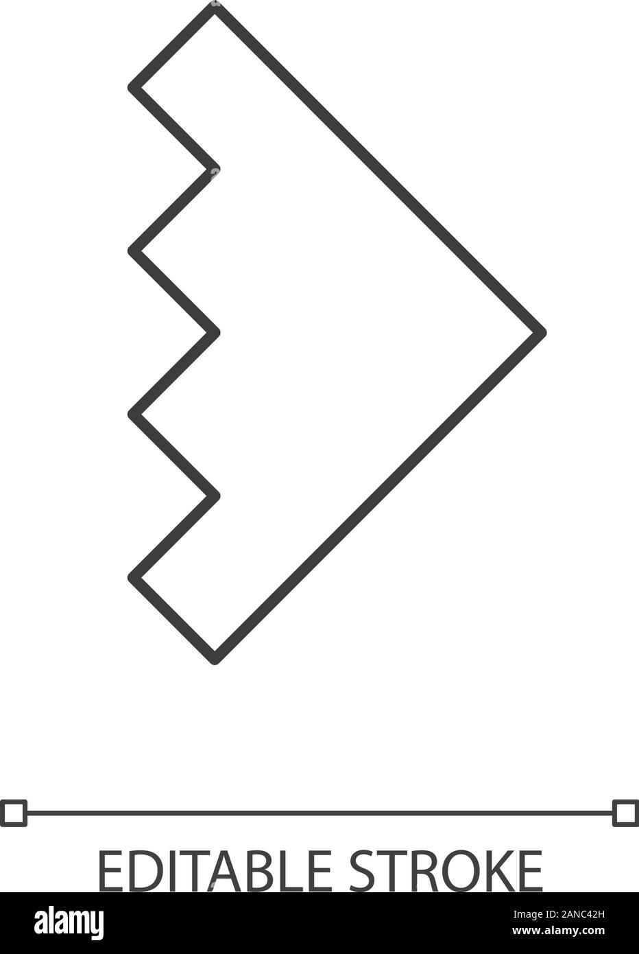 Rightward arrowhead linear icon. Forward triangular arrow. Direction move. Motion indicator ...