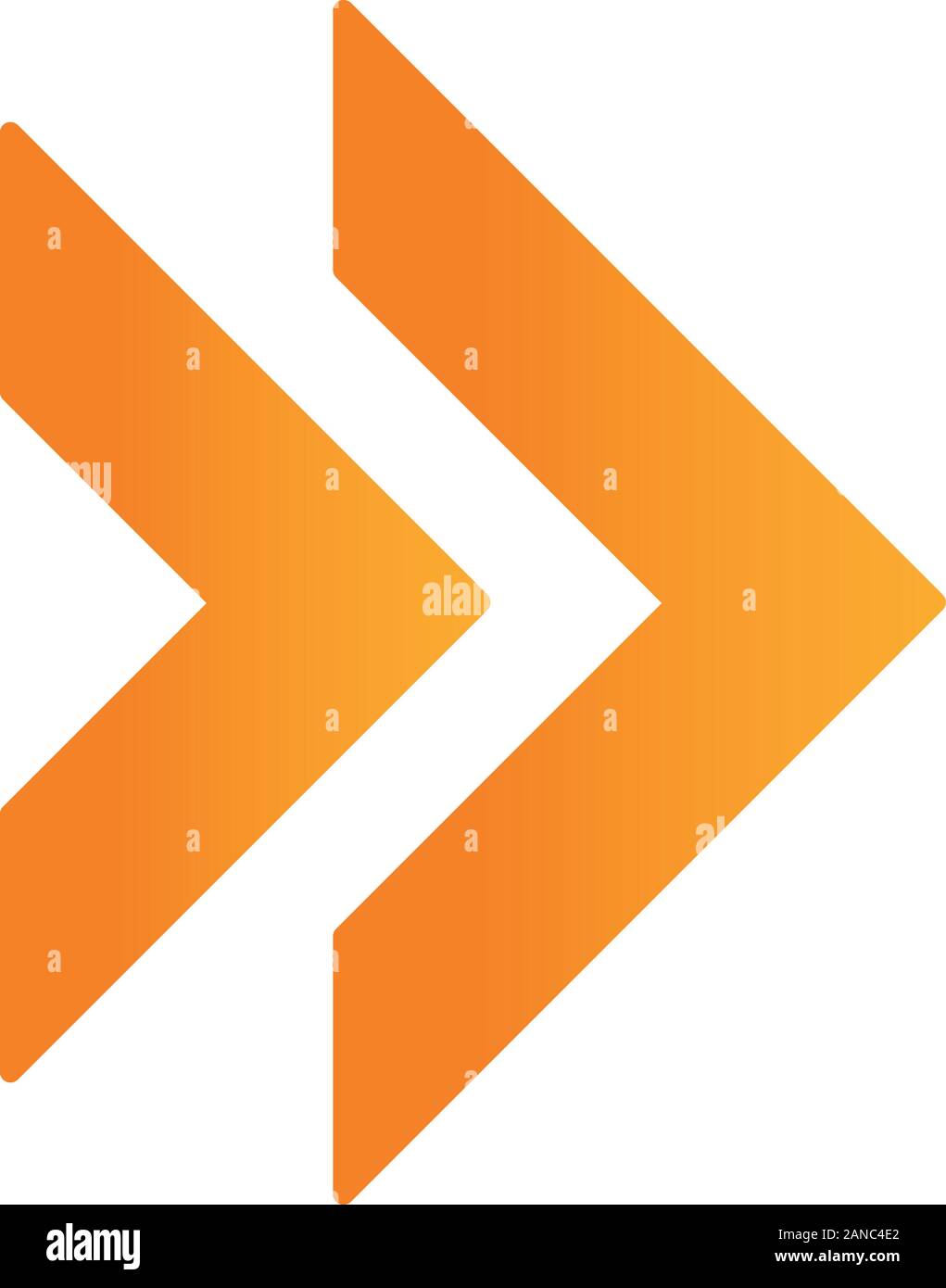 Double orange arrow flat design long shadow color icon. Rewinding button. Navigation pointer ...