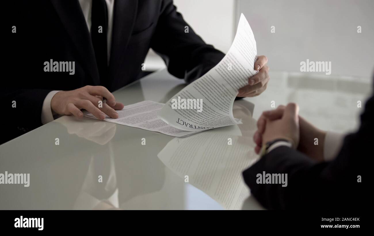 Specialist signing employment contract, job application, promotion ...