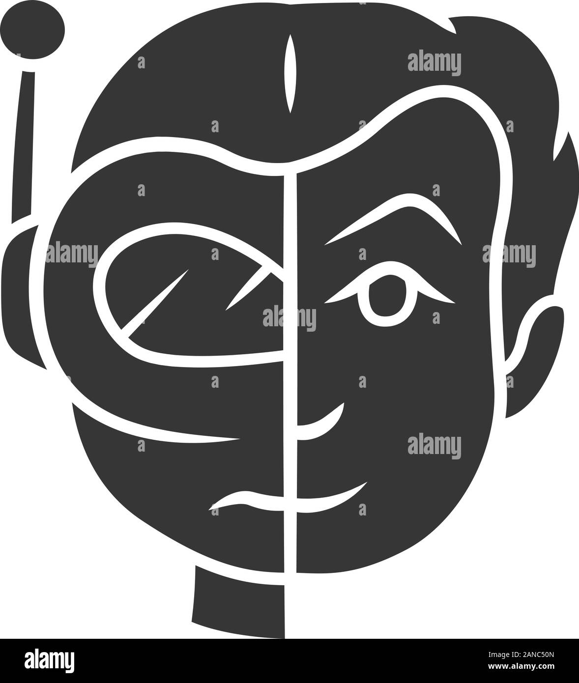 Bot impersonator glyph icon. Automated hacking. False identity. Robot ...