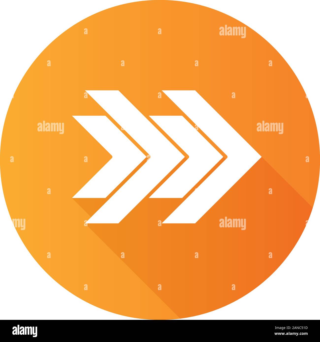 Double arrows flat design long shadow glyph icon. Fast forward right arrowhead. Rewinding button ...