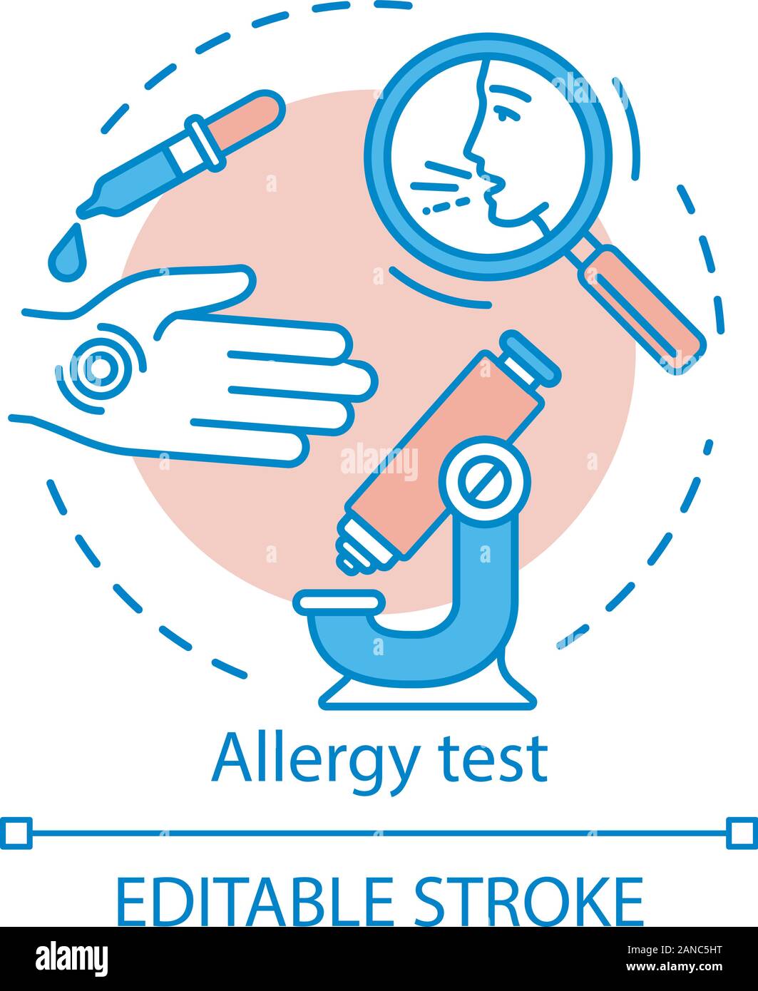 Allergy test concept icon. Allergic reaction diagnosis idea thin line ...