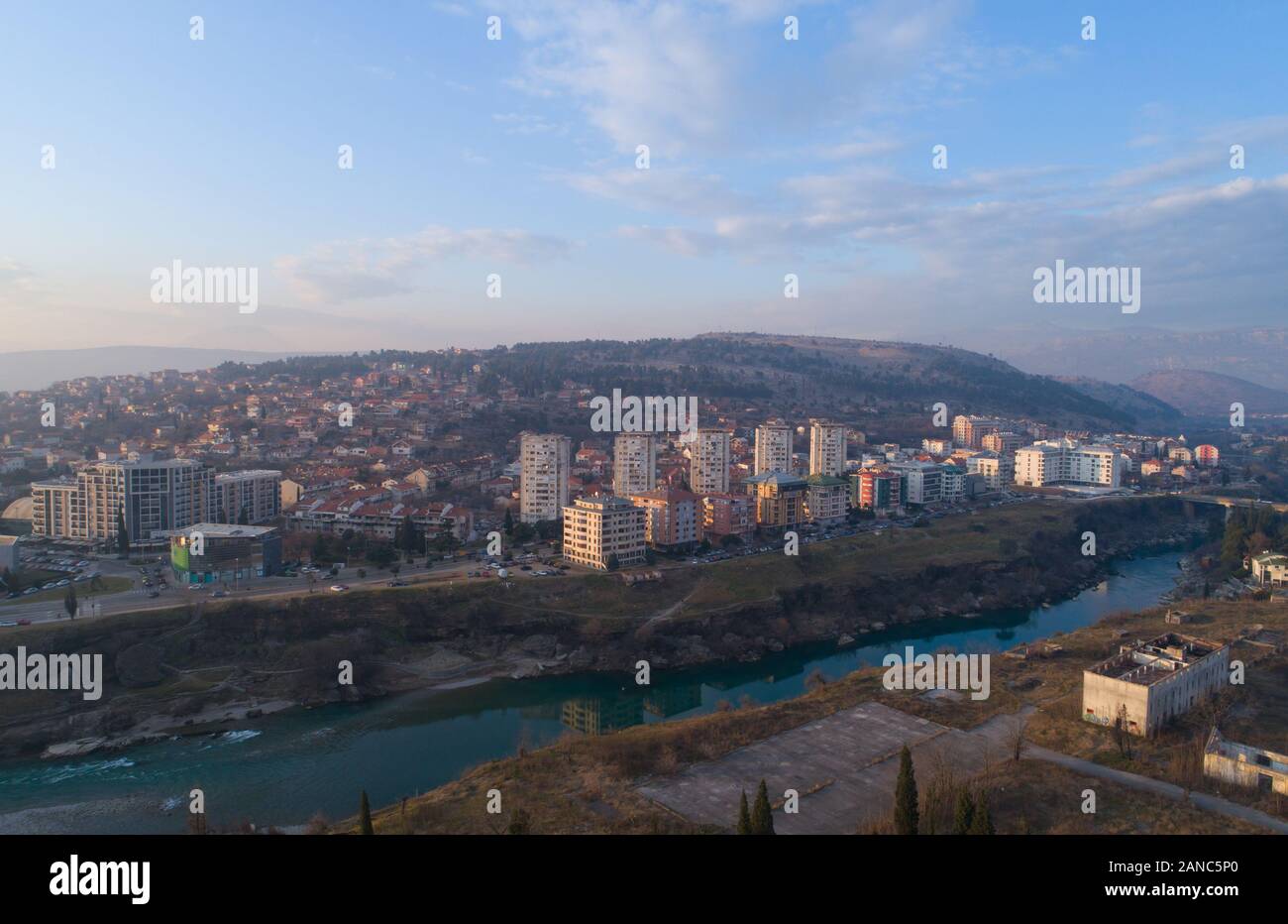 aerial view of Podgorica city during sunset Stock Photo - Alamy