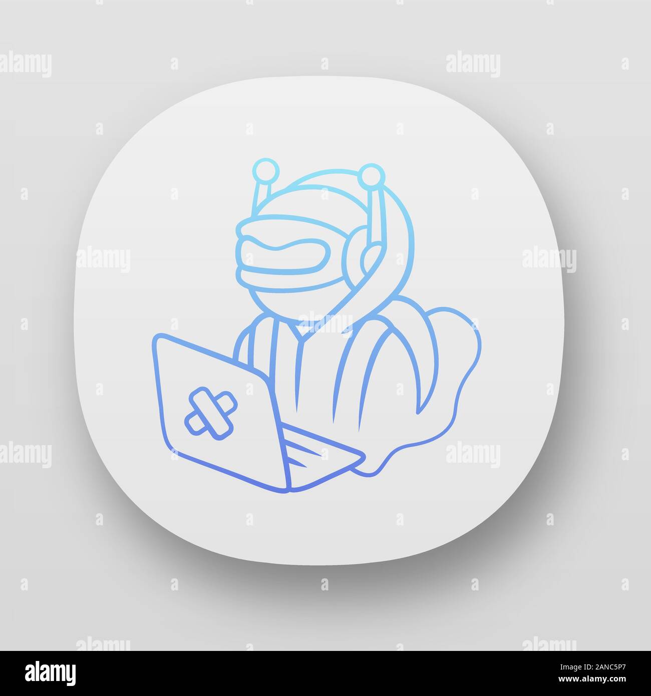 Hacker bot app icon. Virus robot. Cyber pirate attack, crime ...