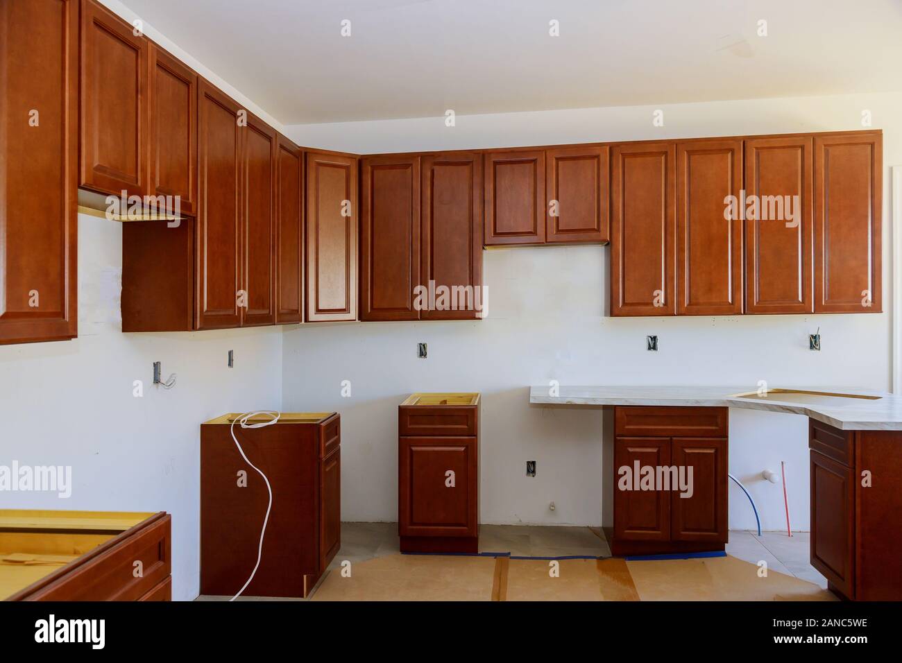Home improvement kitchen view installed in a new cabinet Stock Photo ...