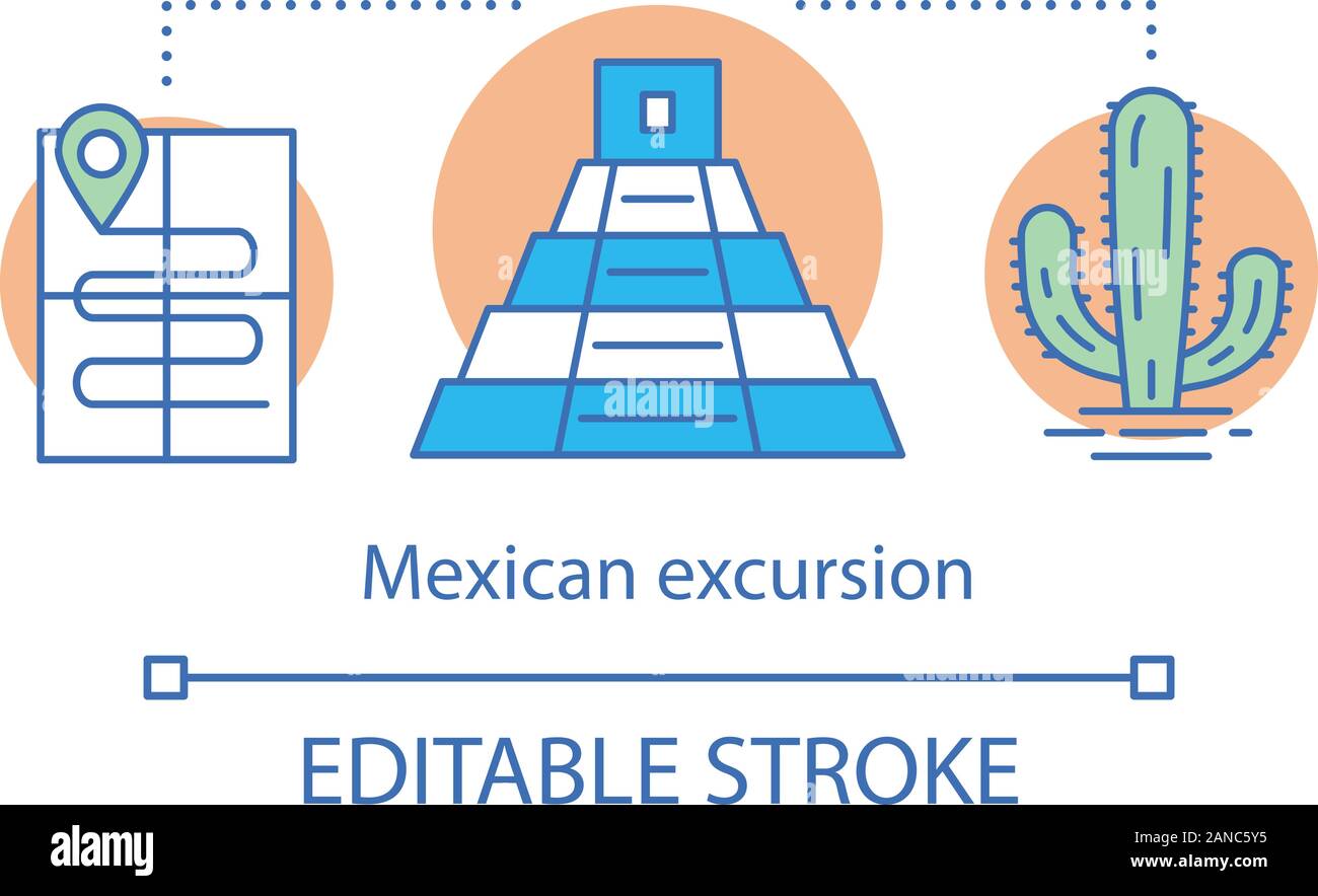Mexican excursion concept icon. Travel program. Itinerary, pyramyd ...