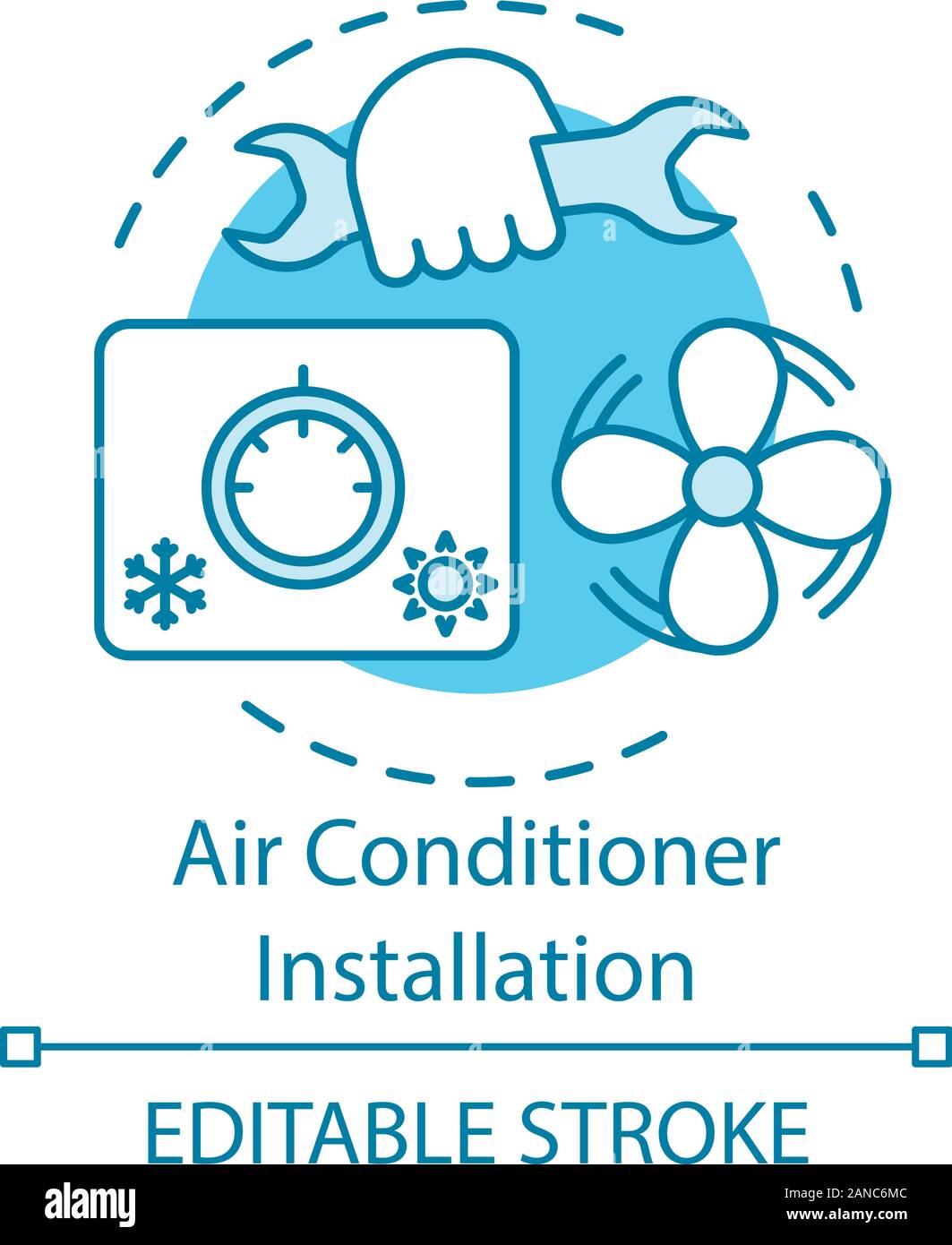 Air conditioner installation concept icon. Home service for electronic ...
