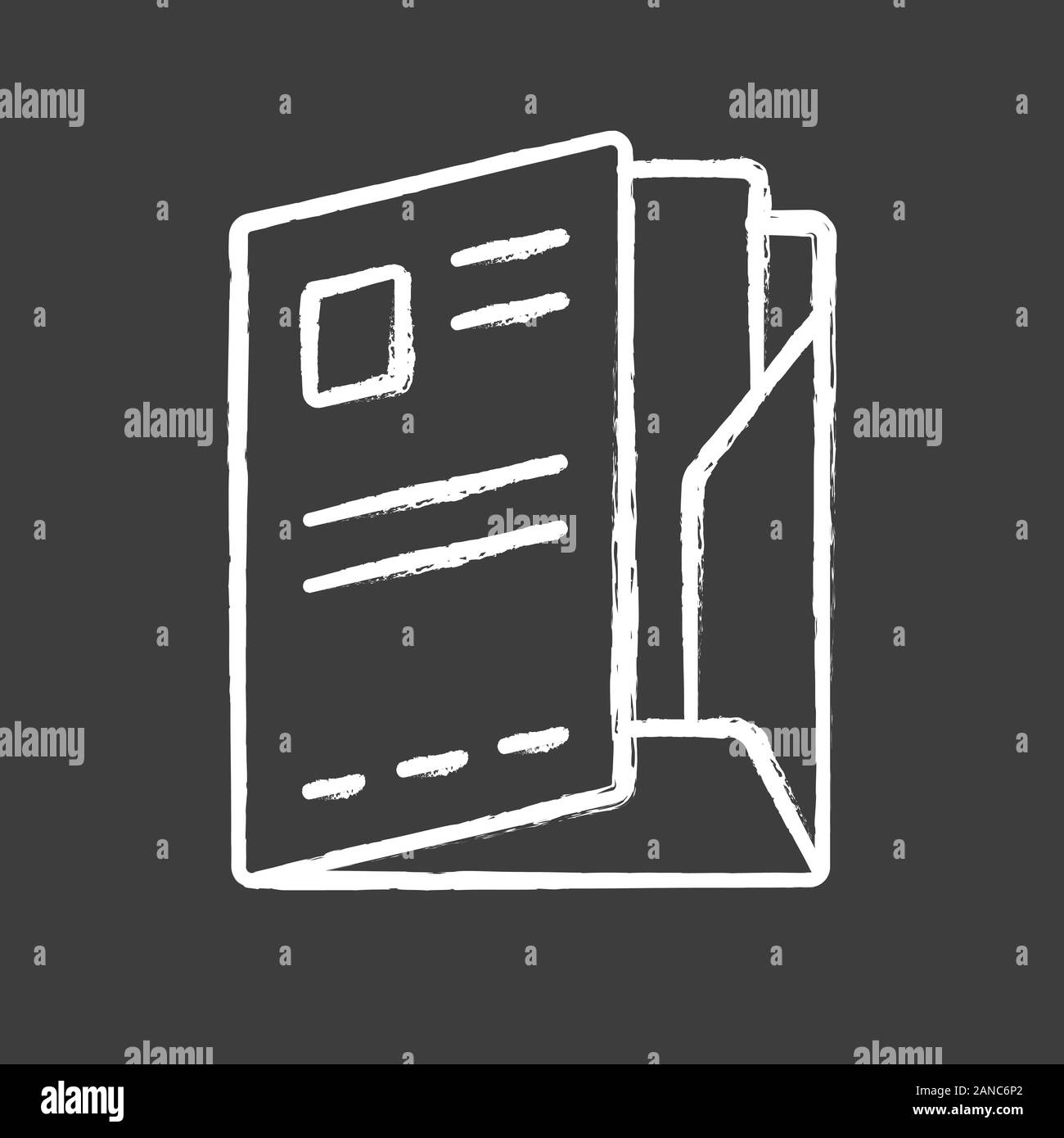 Document folder, paper case chalk icon. Portfolio isolated vector ...