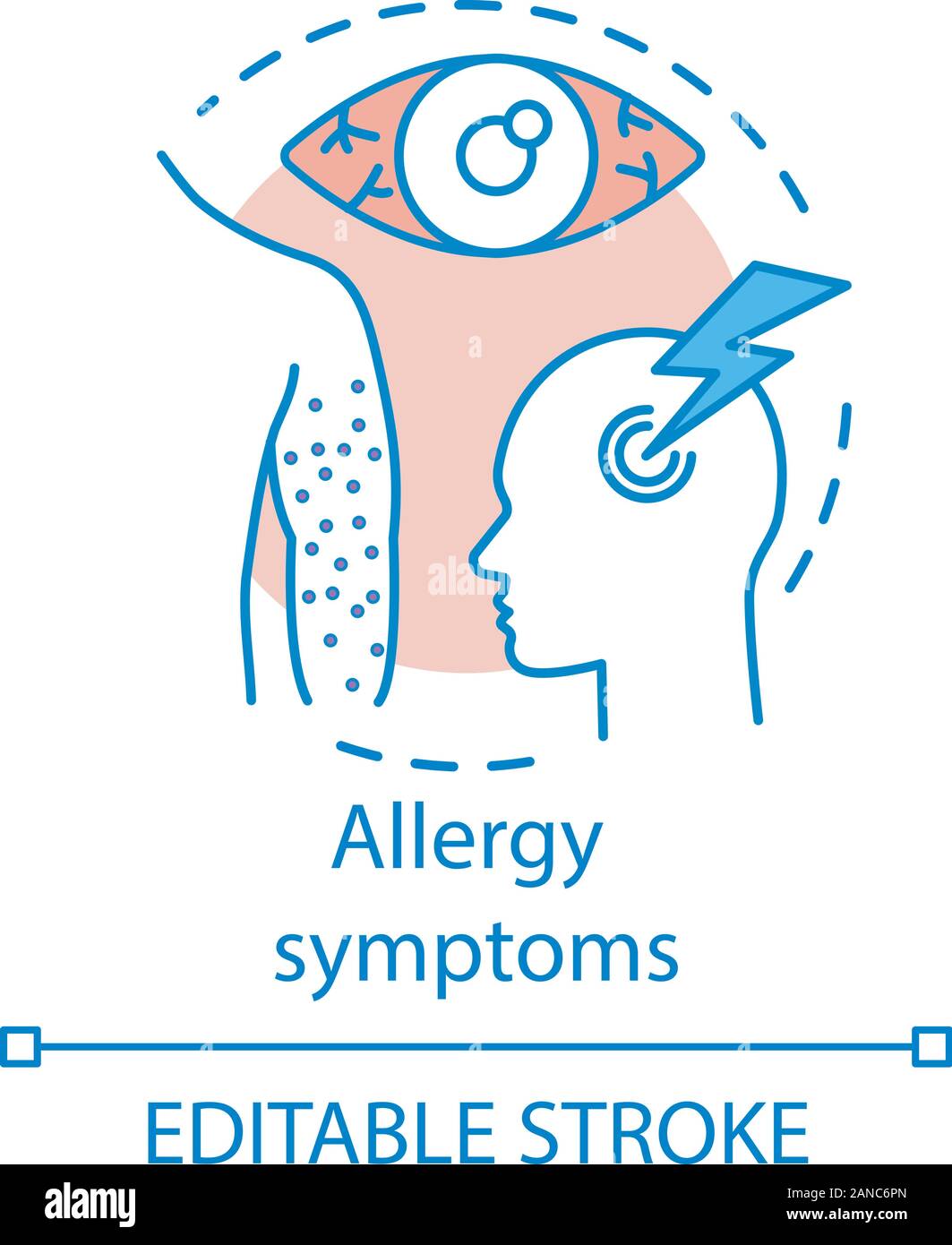Allergy symptoms concept icon. Organism reactions to allergens idea ...