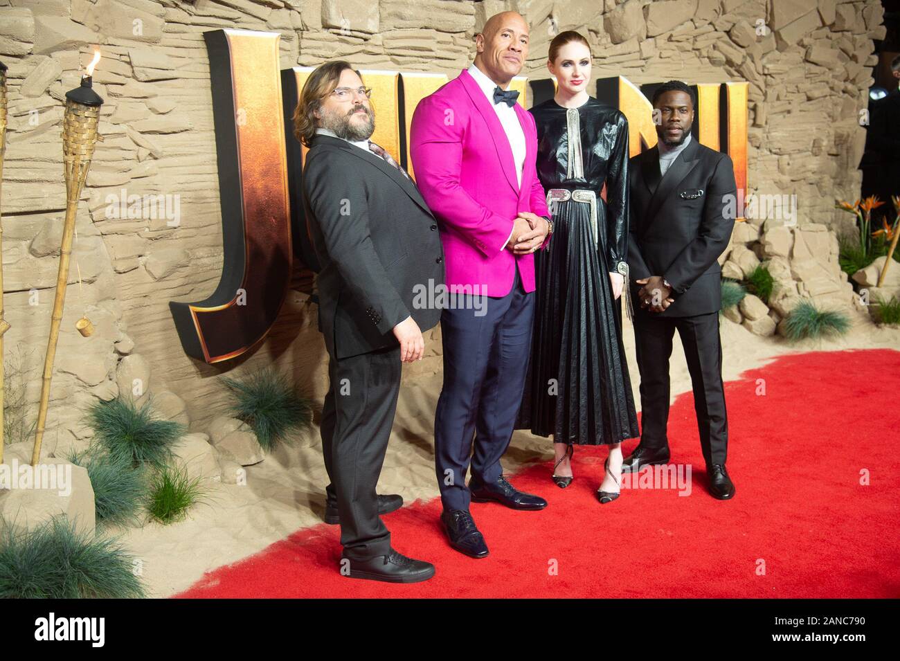 London, UK. (L-R) - Jack Black, Dwayne Johnson, Karen Gillan and Kevin ...