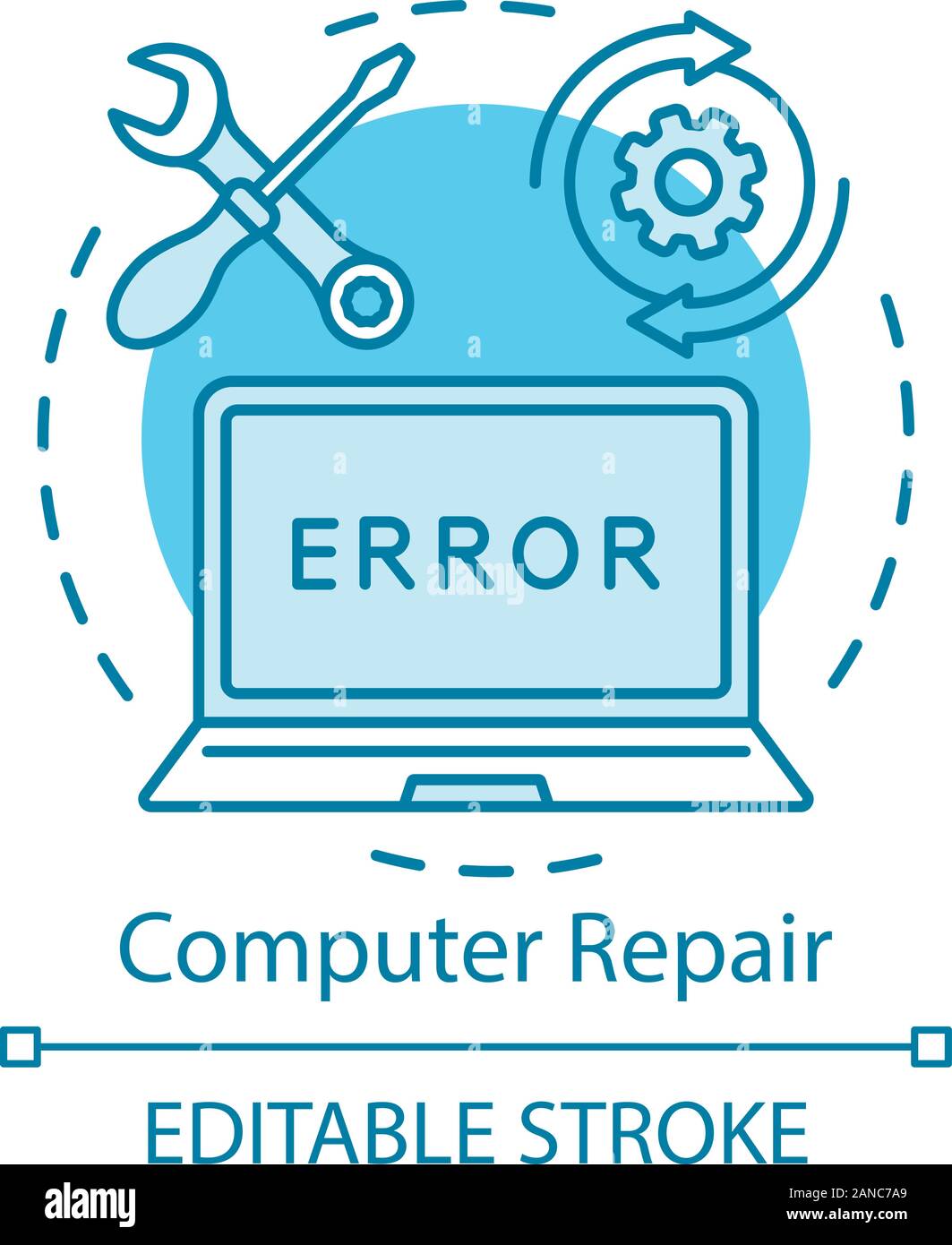 Computer repair concept icon. Home service for electronic devices idea ...