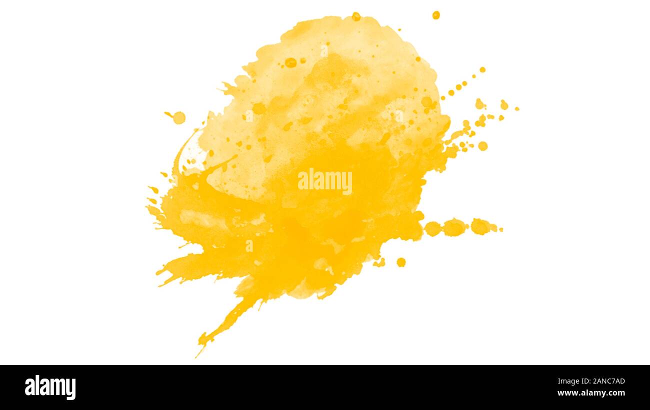 Beautiful yellow watercolor spot brush illustration Stock Photo - Alamy