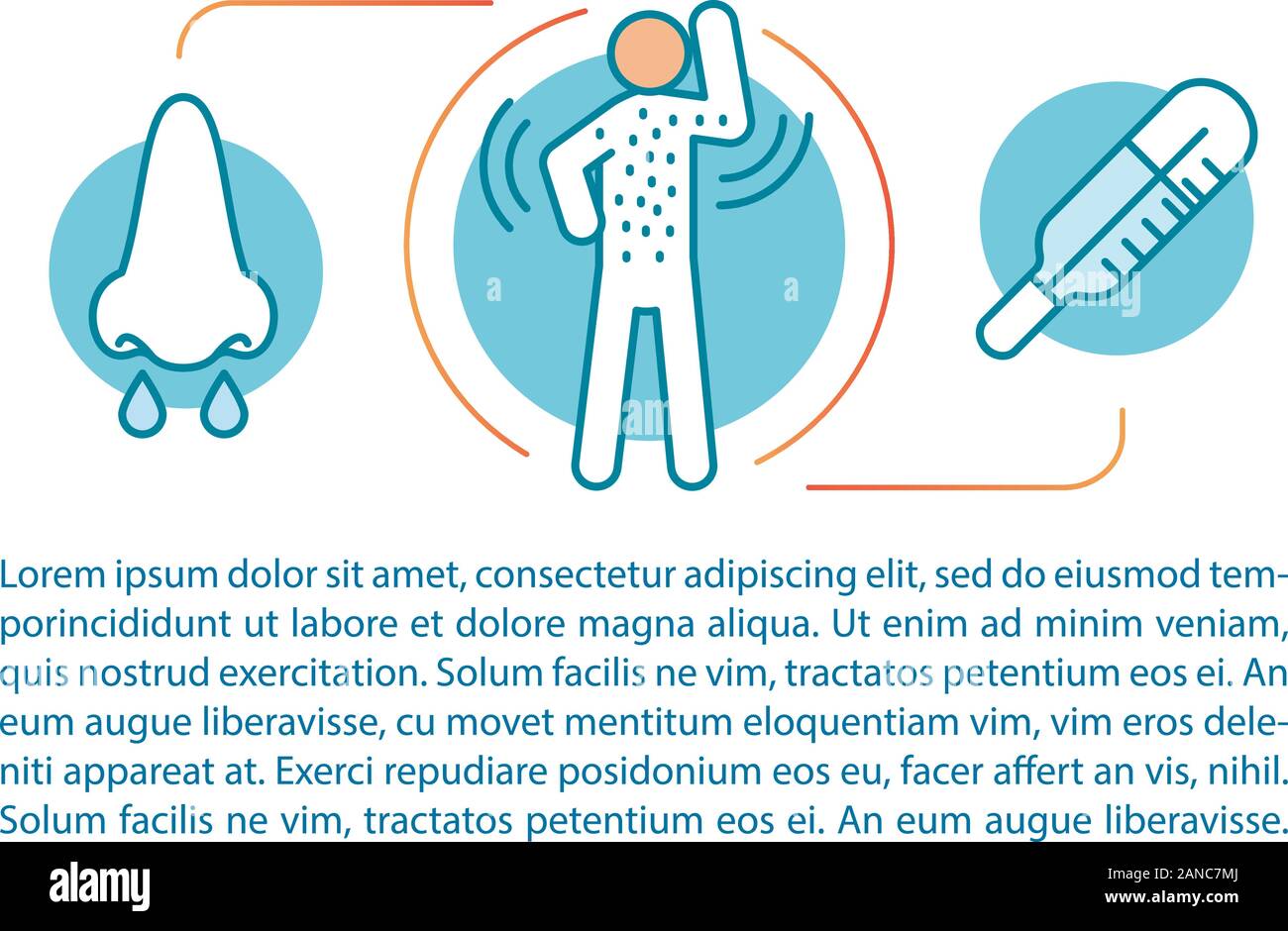 Allergy symptoms article page vector template. Skin rash, fever ...