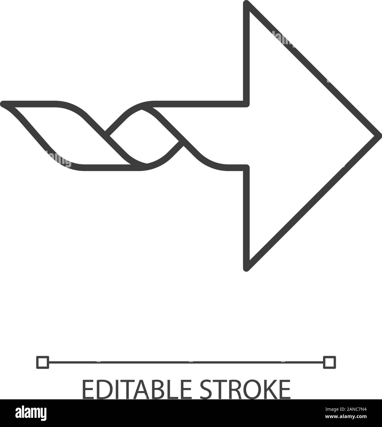 Twisted arrow linear icon. Navigation pointer sign. Arrowhead ...