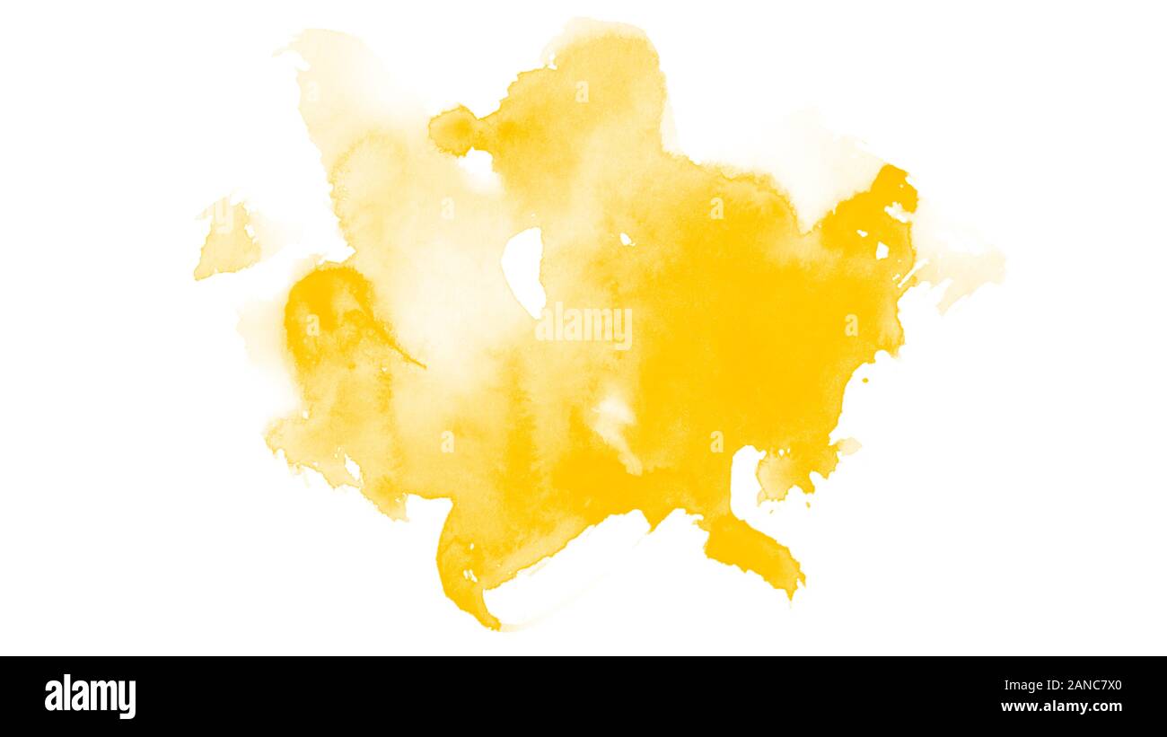 Abstract yellow watercolor spot brush illustration Stock Photo - Alamy