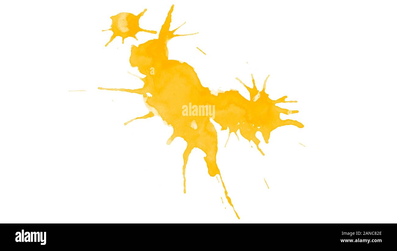 Yellow splashes background. Beautiful yellow isolated paint brush Stock ...