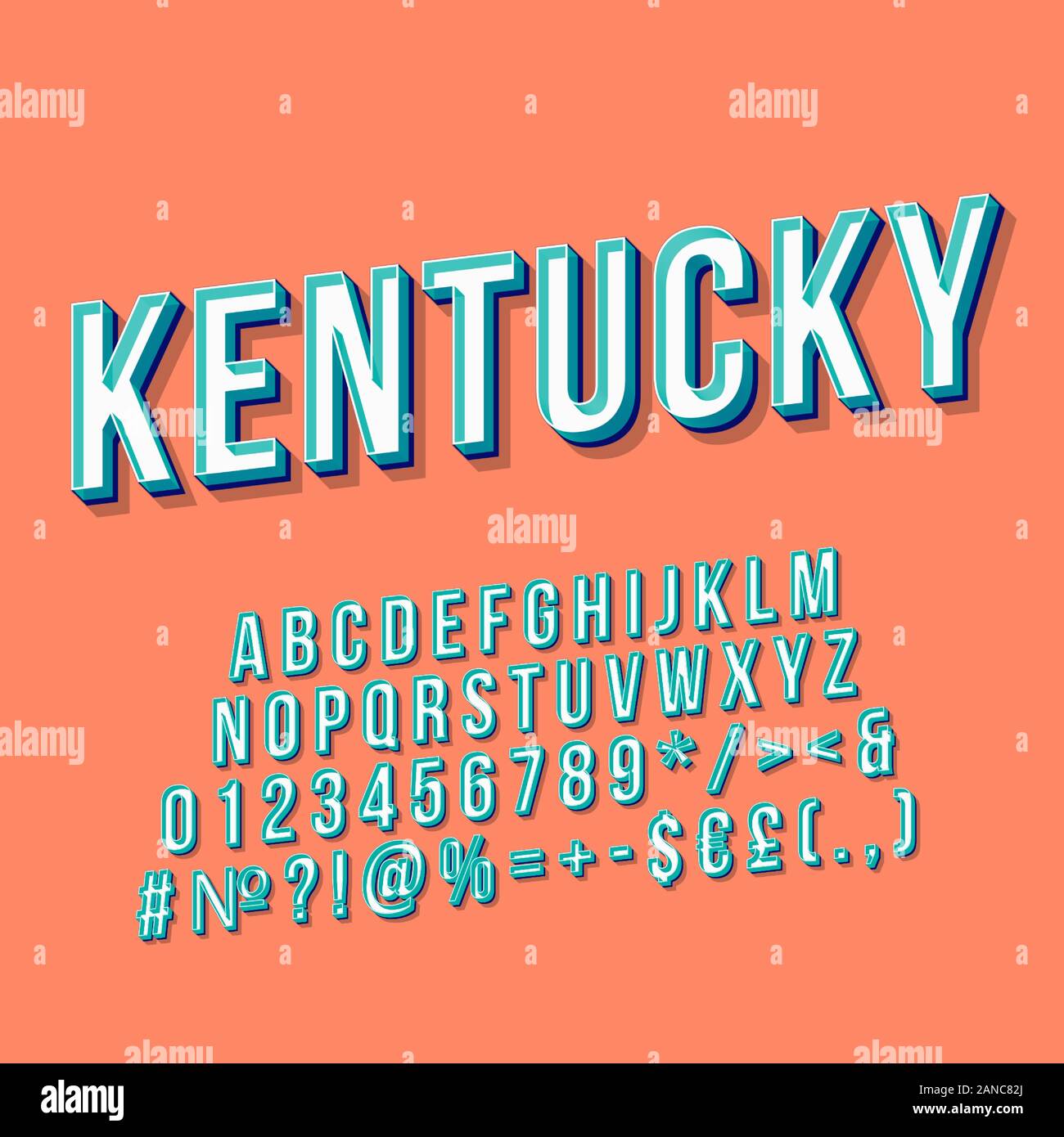 Kentucky vintage 3d vector lettering. Retro bold font, typeface. Pop ...