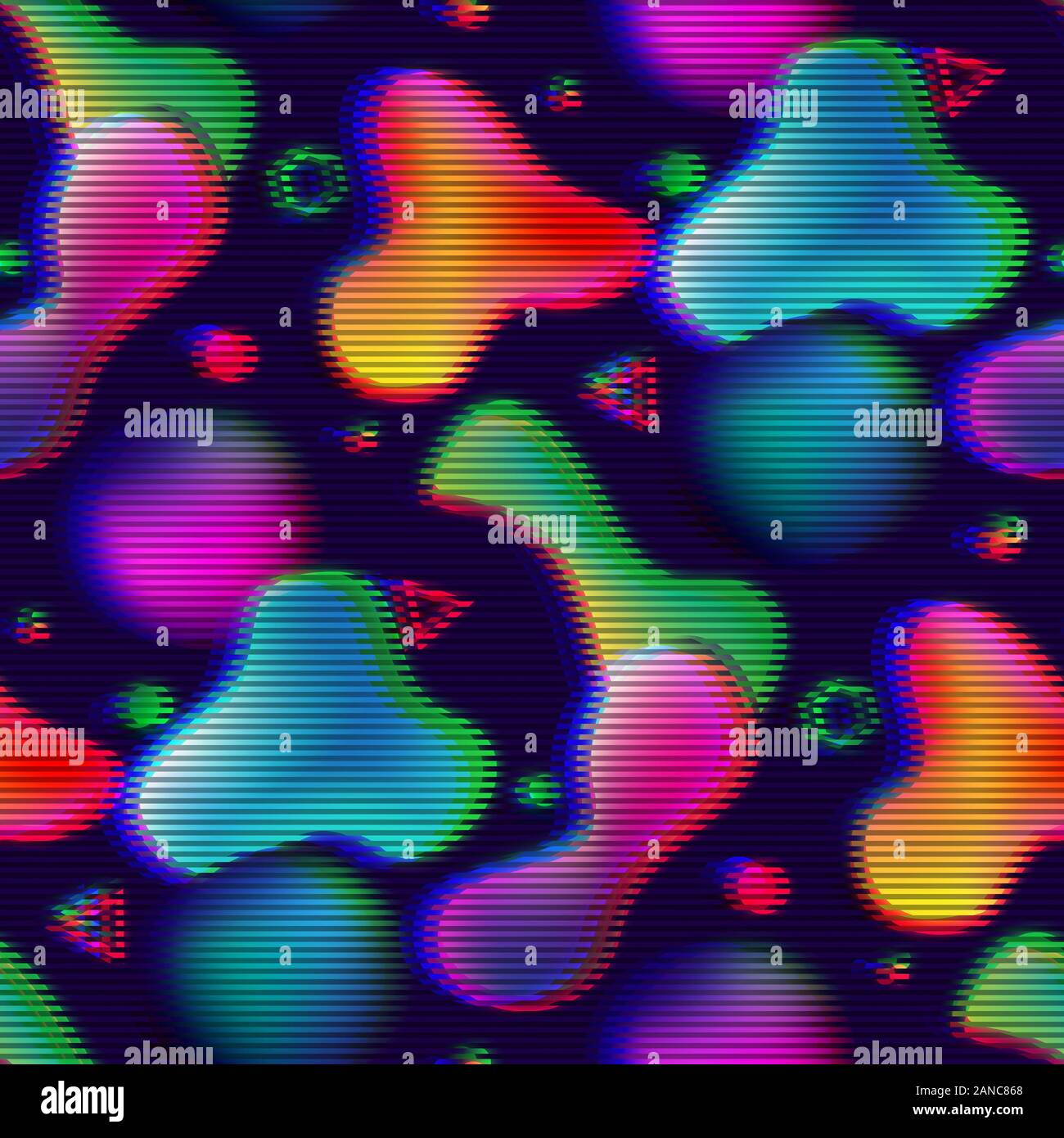 Vivid vibrant blob shapes glitch seamless pattern Stock Photo - Alamy