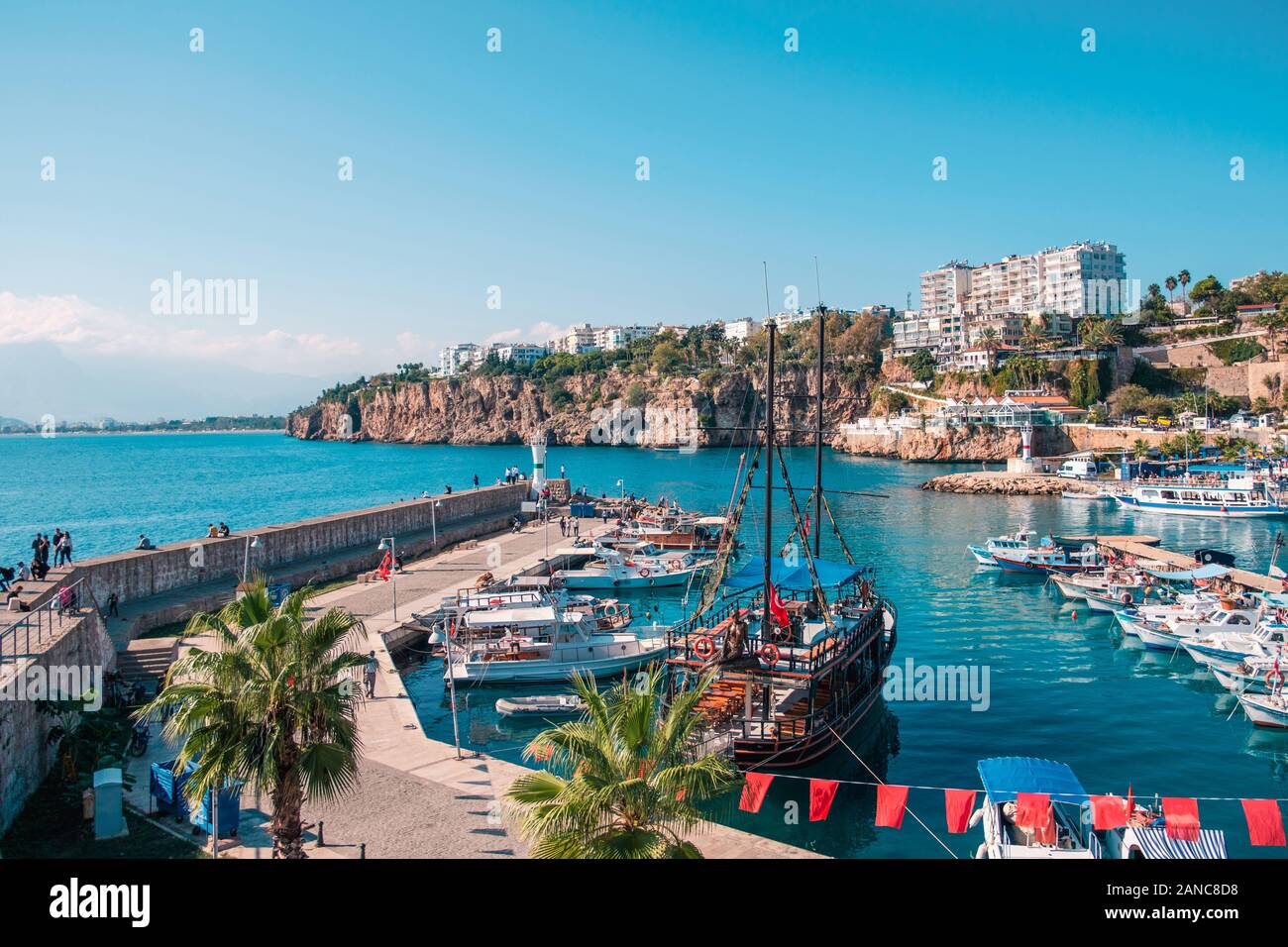 Old harbour in Antalya, Turkey - travel background Stock Photo - Alamy