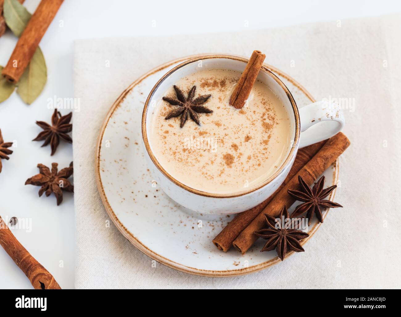 Indian Masala chai tea. Traditional Indian hot drink with milk and ...