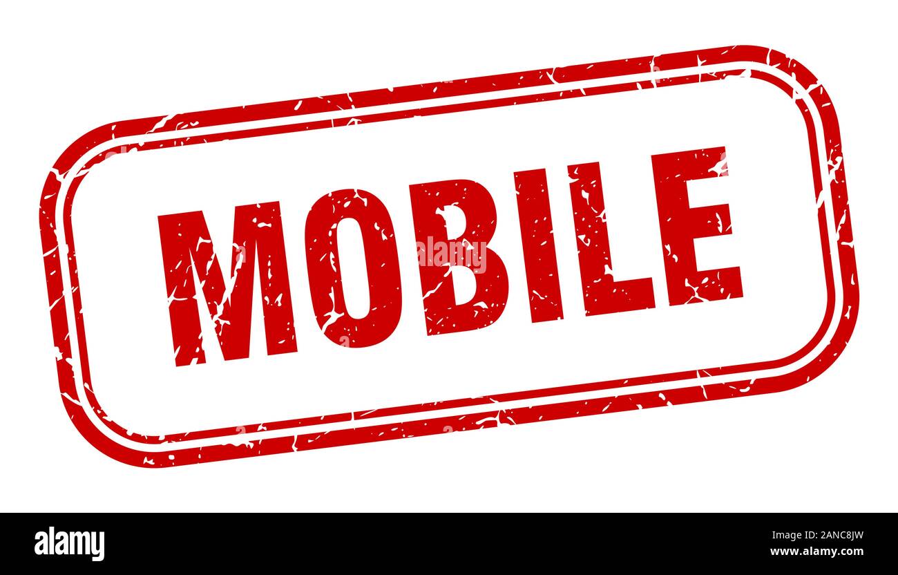 mobile stamp. mobile square grunge red sign Stock Vector Image & Art ...