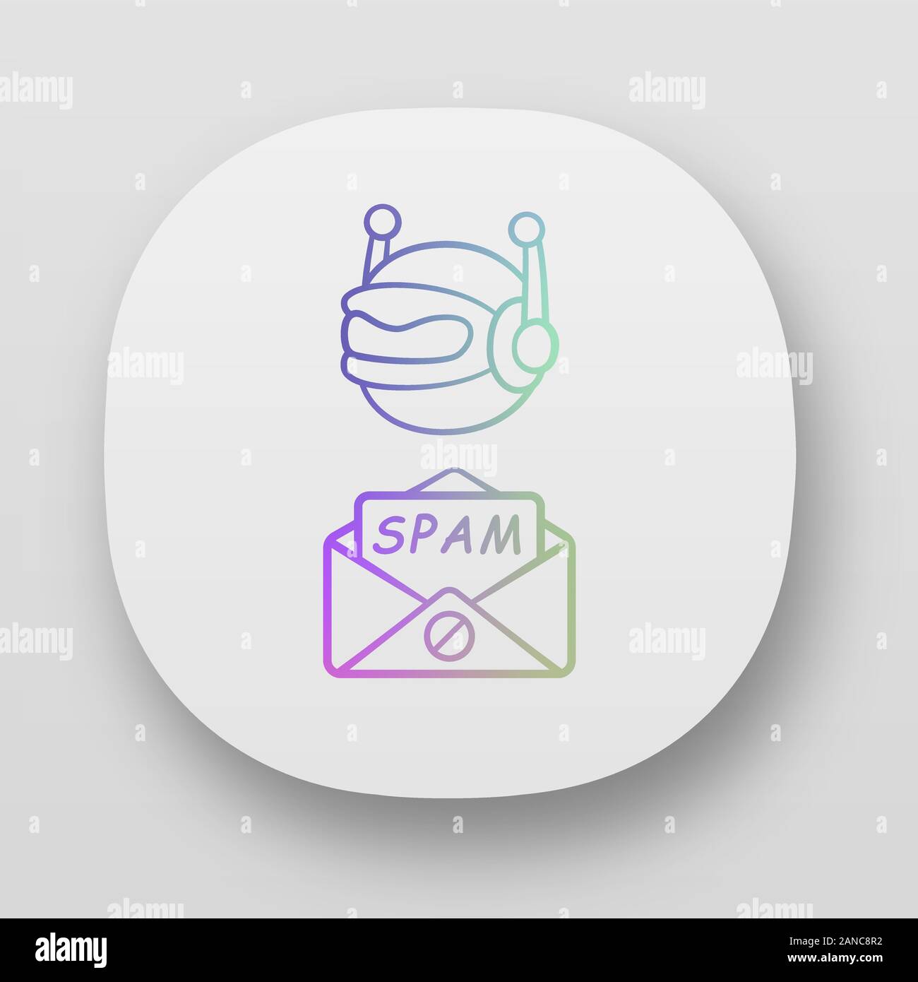 Spambot app icon. Virus advertisements, links. Spam bot. Malicious ...